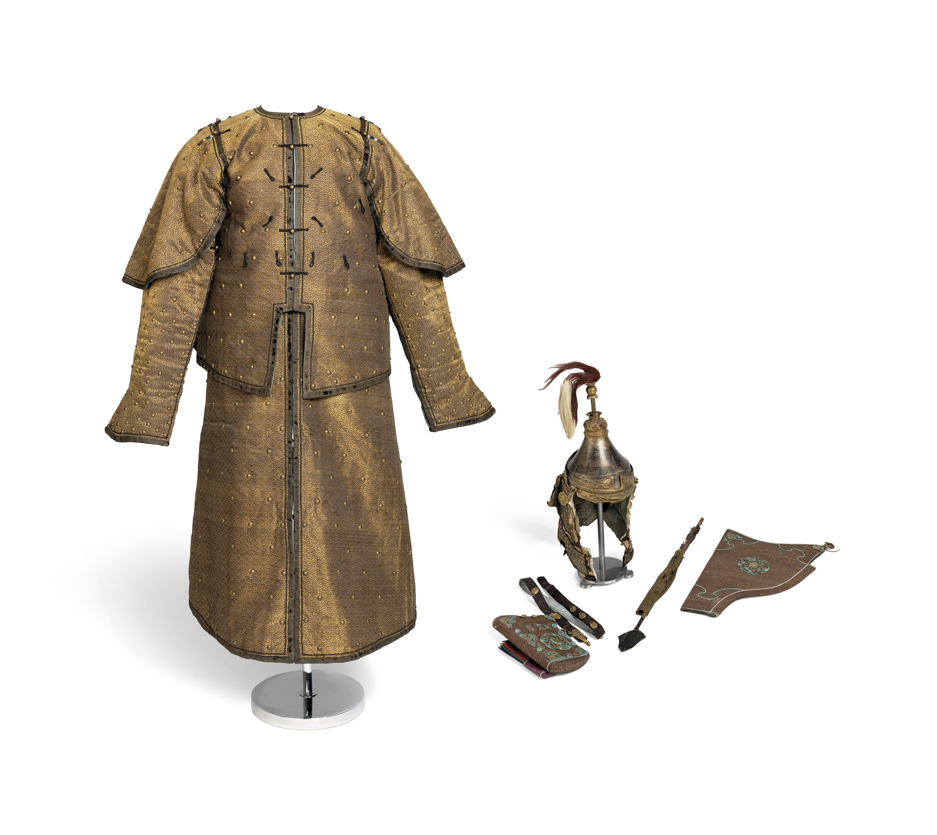 A GOLD-GROUND CEREMONIAL ARMOUR WITH HELMET , LATE 19TH CENTURY ...