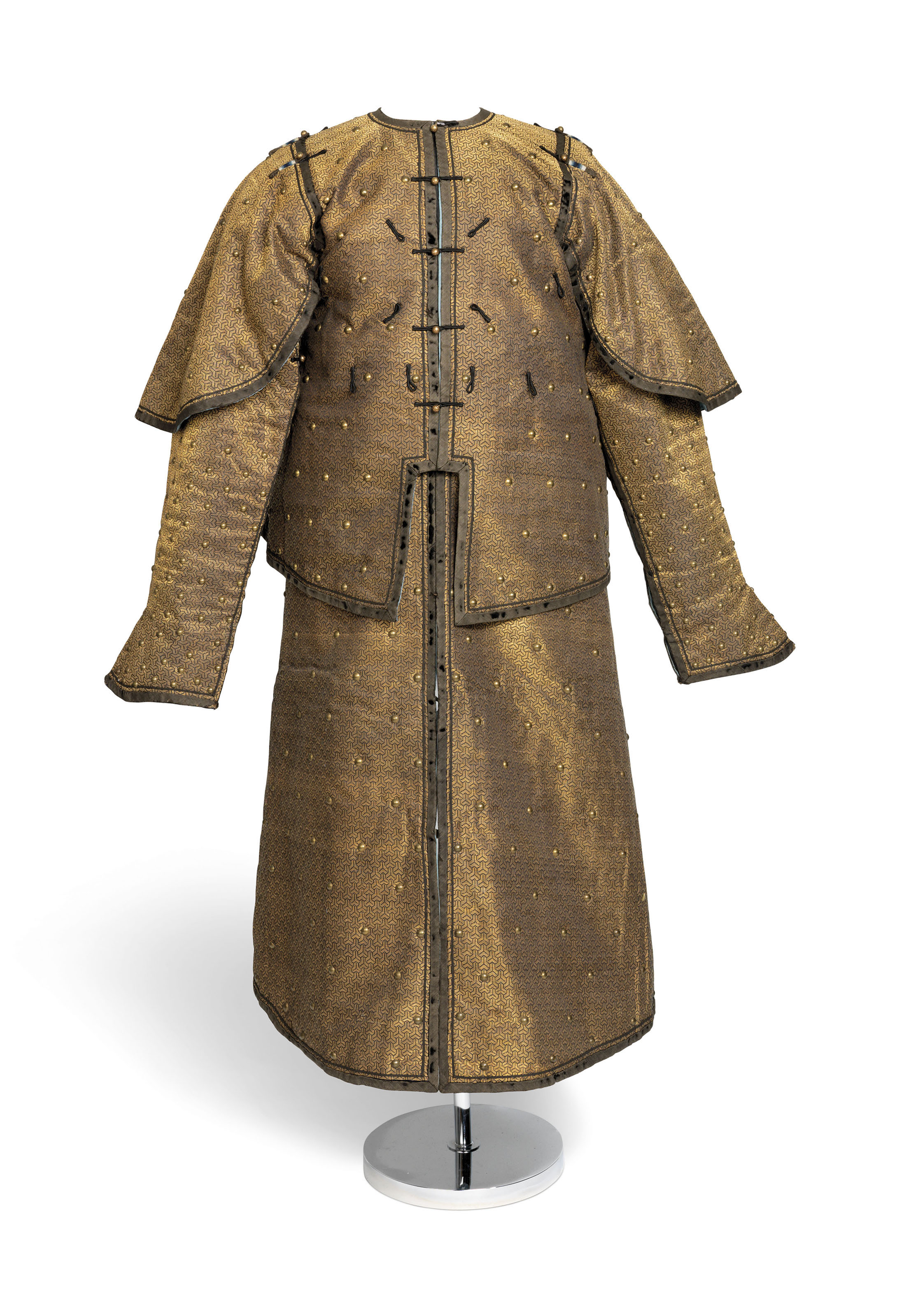 A GOLD-GROUND CEREMONIAL ARMOUR WITH HELMET