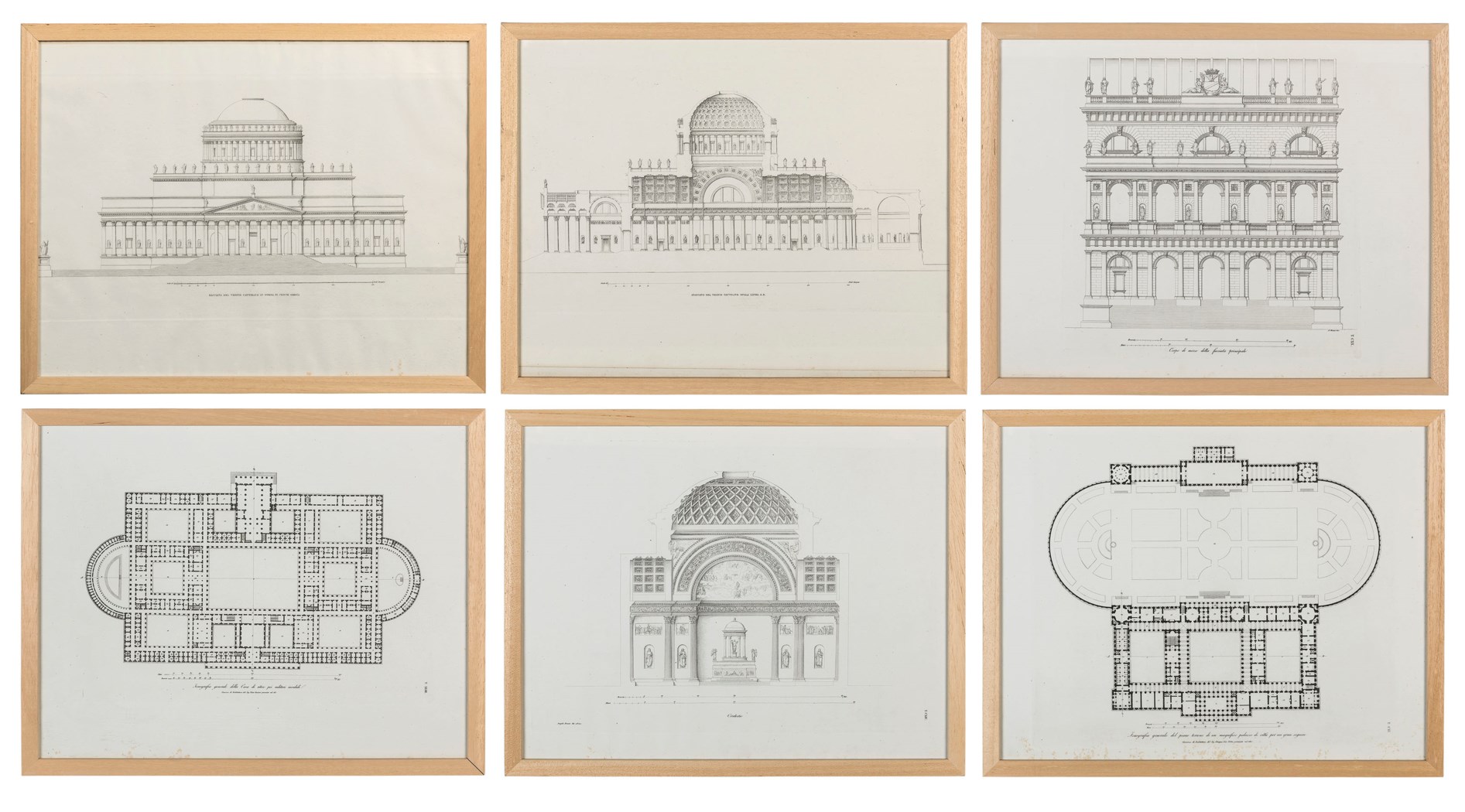 FORTY-THREE ARCHITECTURAL ELEVATIONS AND FLOOR PLANS OF ITALIAN PALAZZO ...