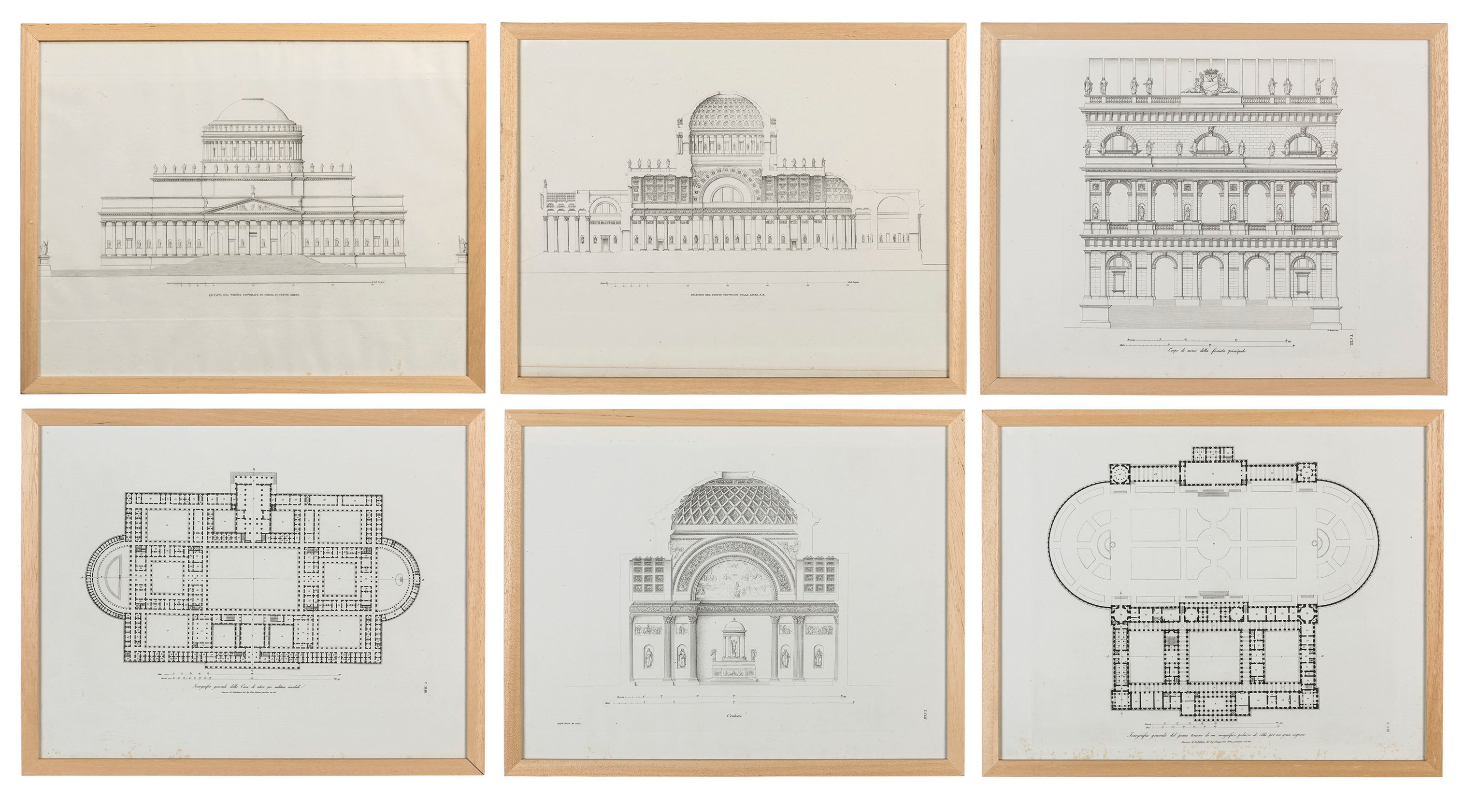 FORTY-THREE ARCHITECTURAL ELEVATIONS AND FLOOR PLANS OF ITALIAN PALAZZO ...