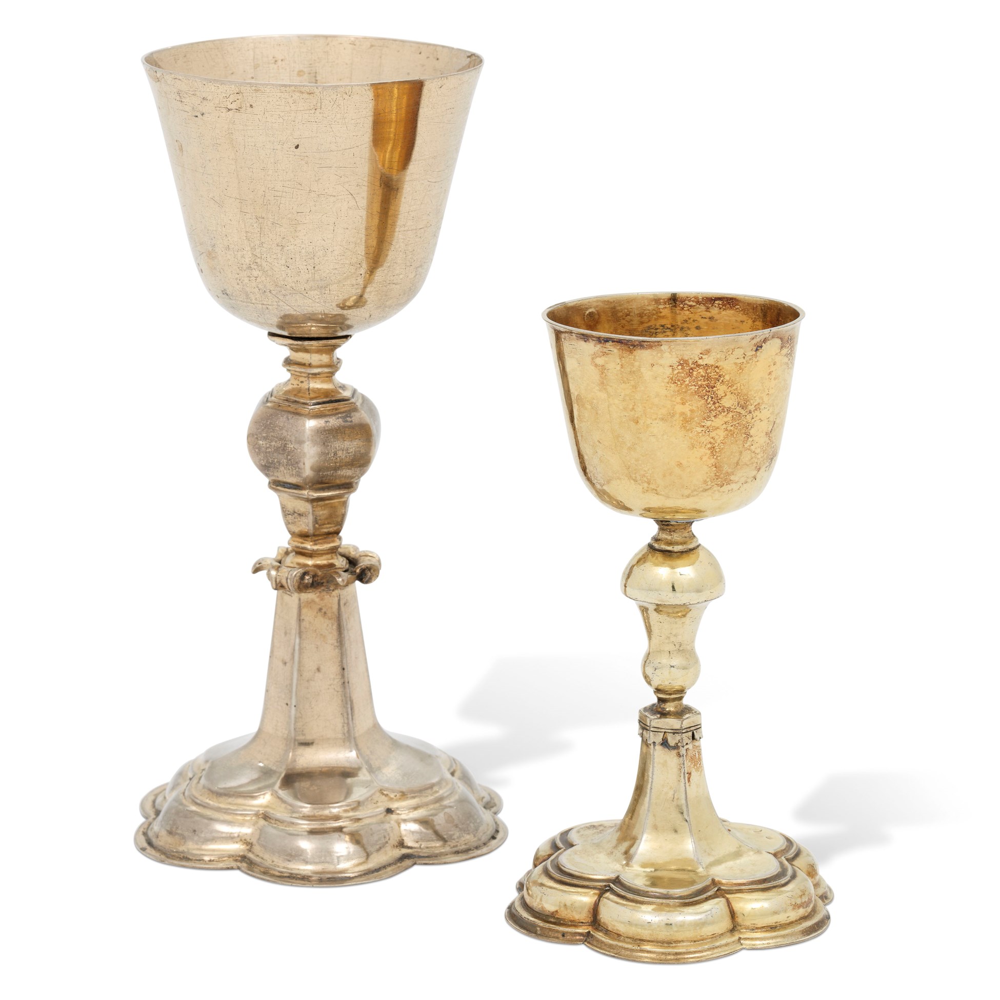 TWO SMALL GERMAN SILVER-GILT CHALICES, ONE WITH MARK OF GEORG II LOTTER ...