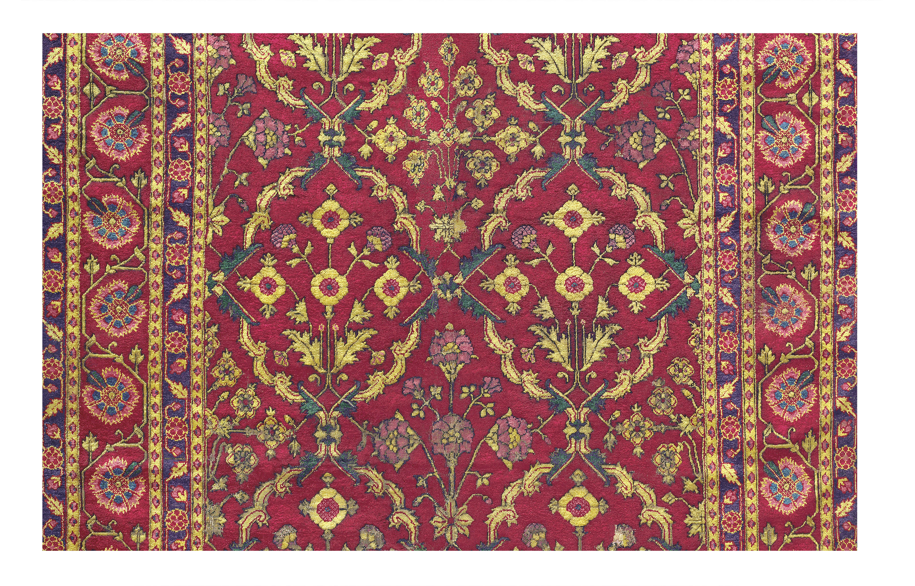 A RARE MUGHAL SILK CARPET