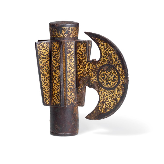 A GOLD-DAMASCENED STEEL MACE HEAD, MAMLUK EGYPT OR PROVINCES, 15TH ...
