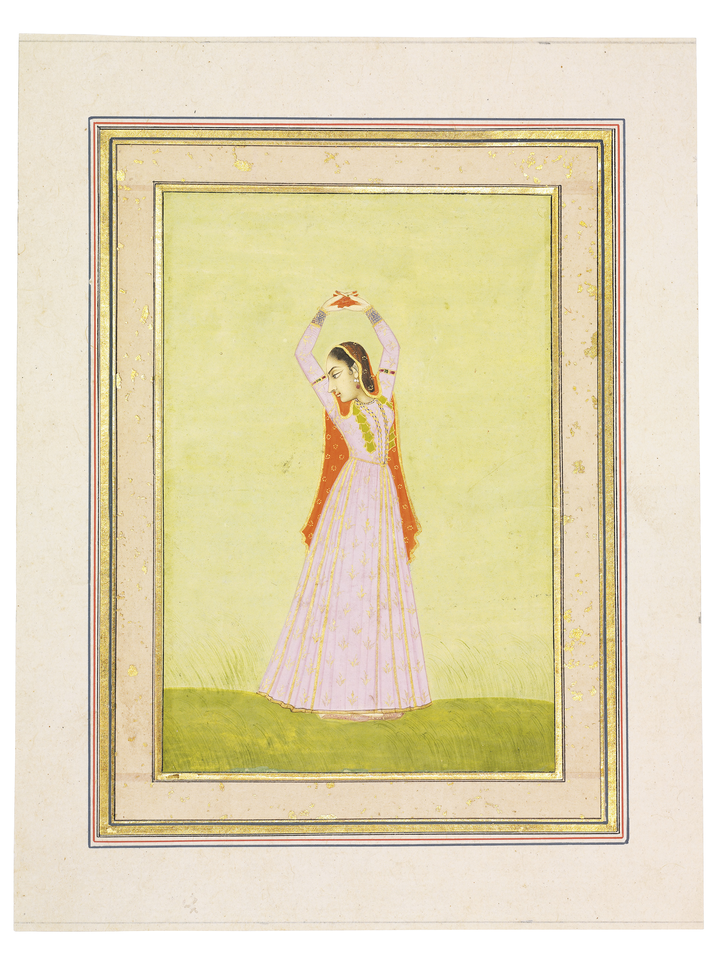 TWO PORTRAITS OF DANCING LADIES , AWADH, PROVINCIAL MUGHAL, NORTH INDIA ...