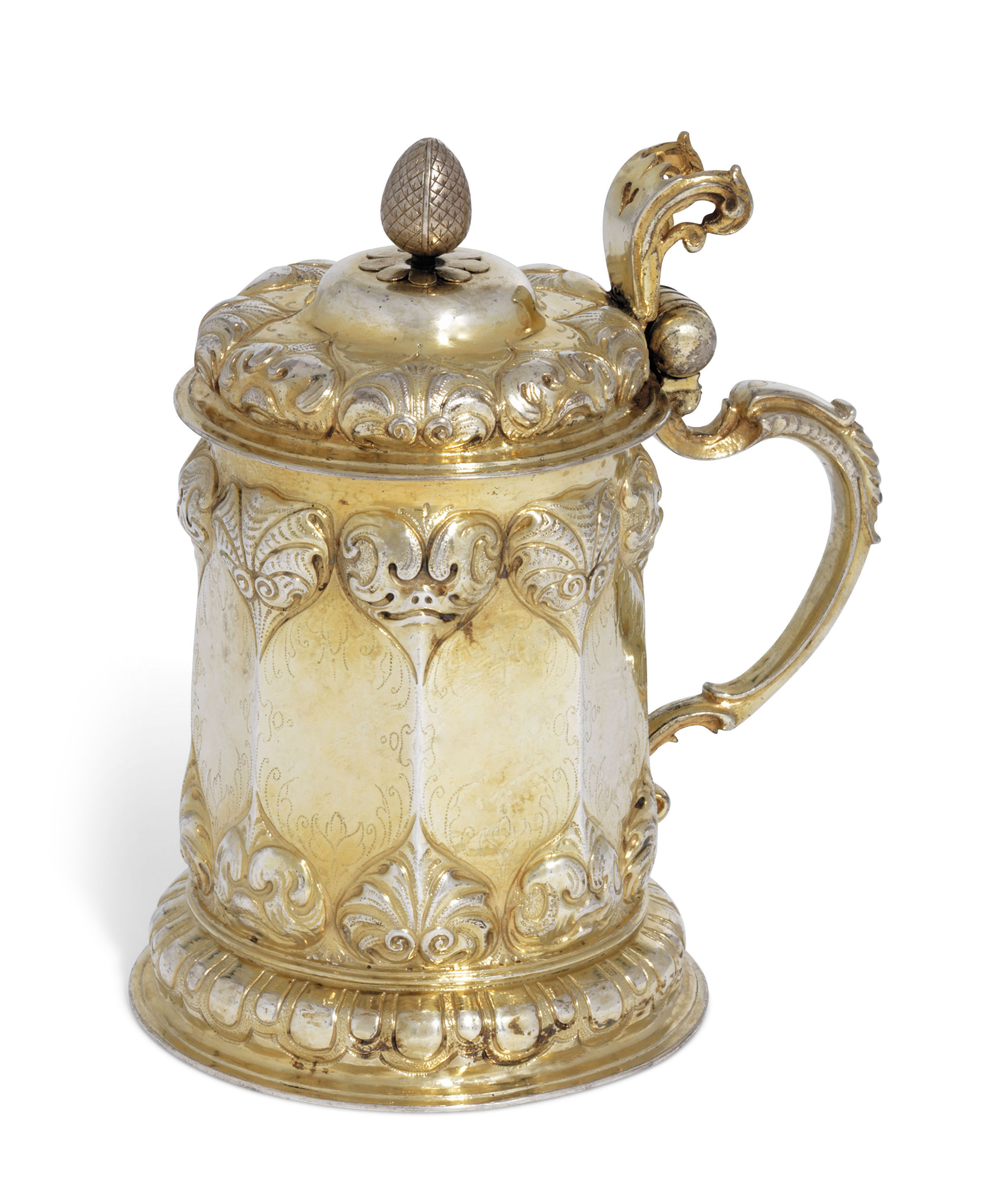 A GERMAN SILVER-GILT TANKARD
