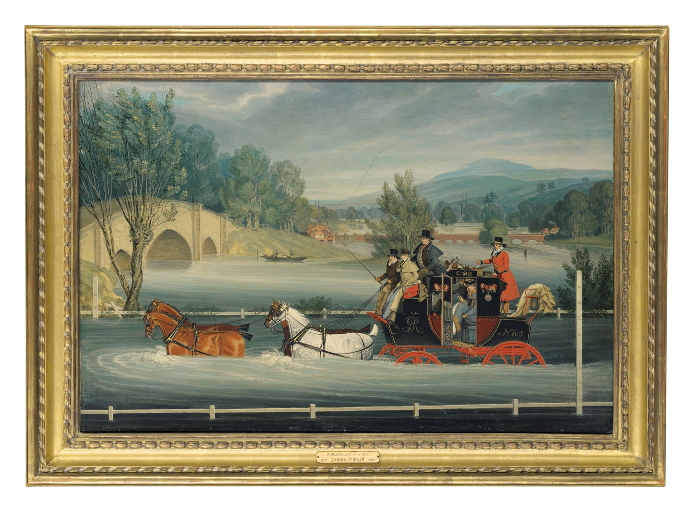 James Pollard (1792-1867), A mail coach in a flood near Shillingford ...