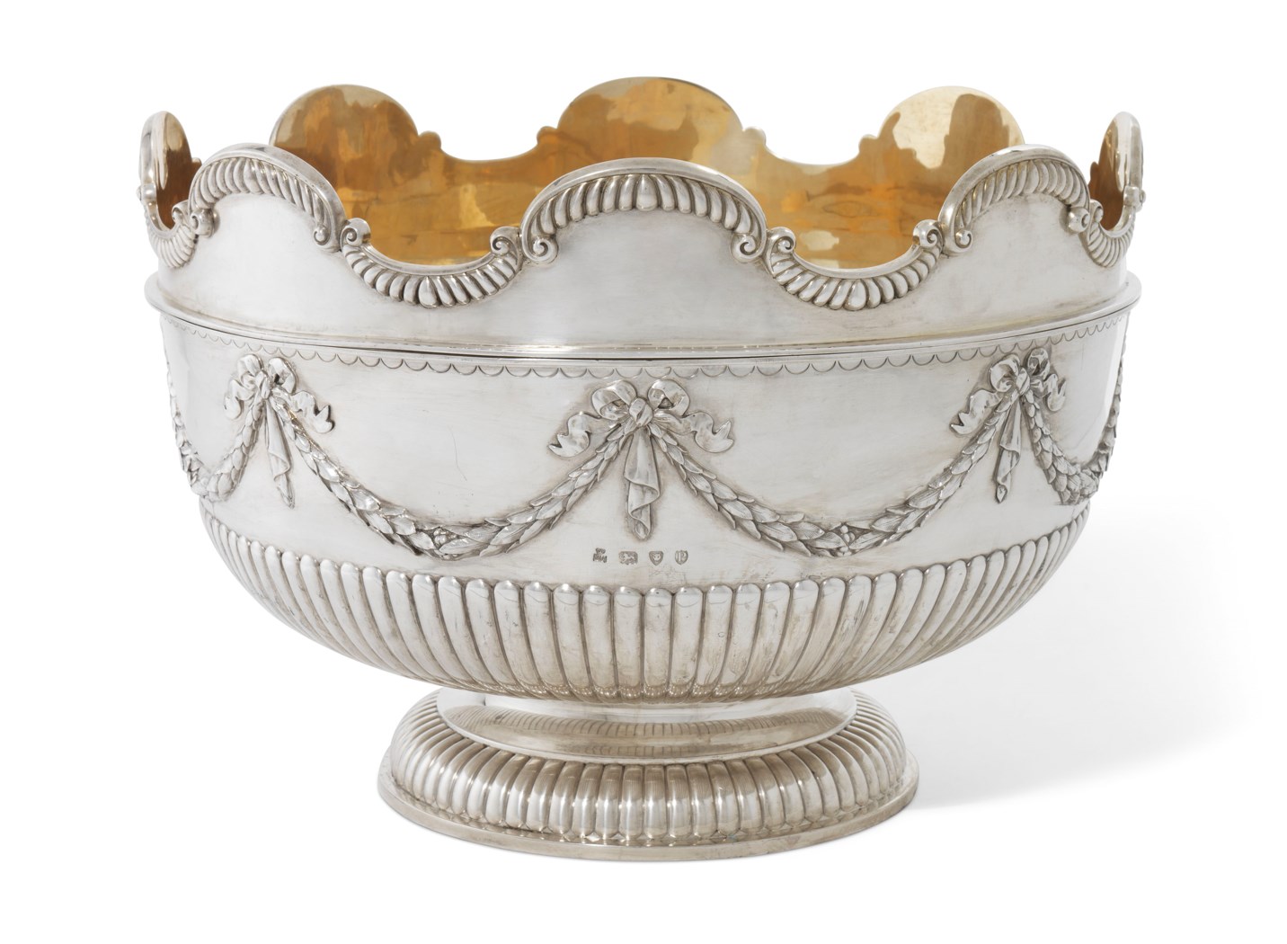 A VICTORIAN LARGE SILVER MONTEITH, MARK OF JAMES GARRARD, LONDON, 1890 ...