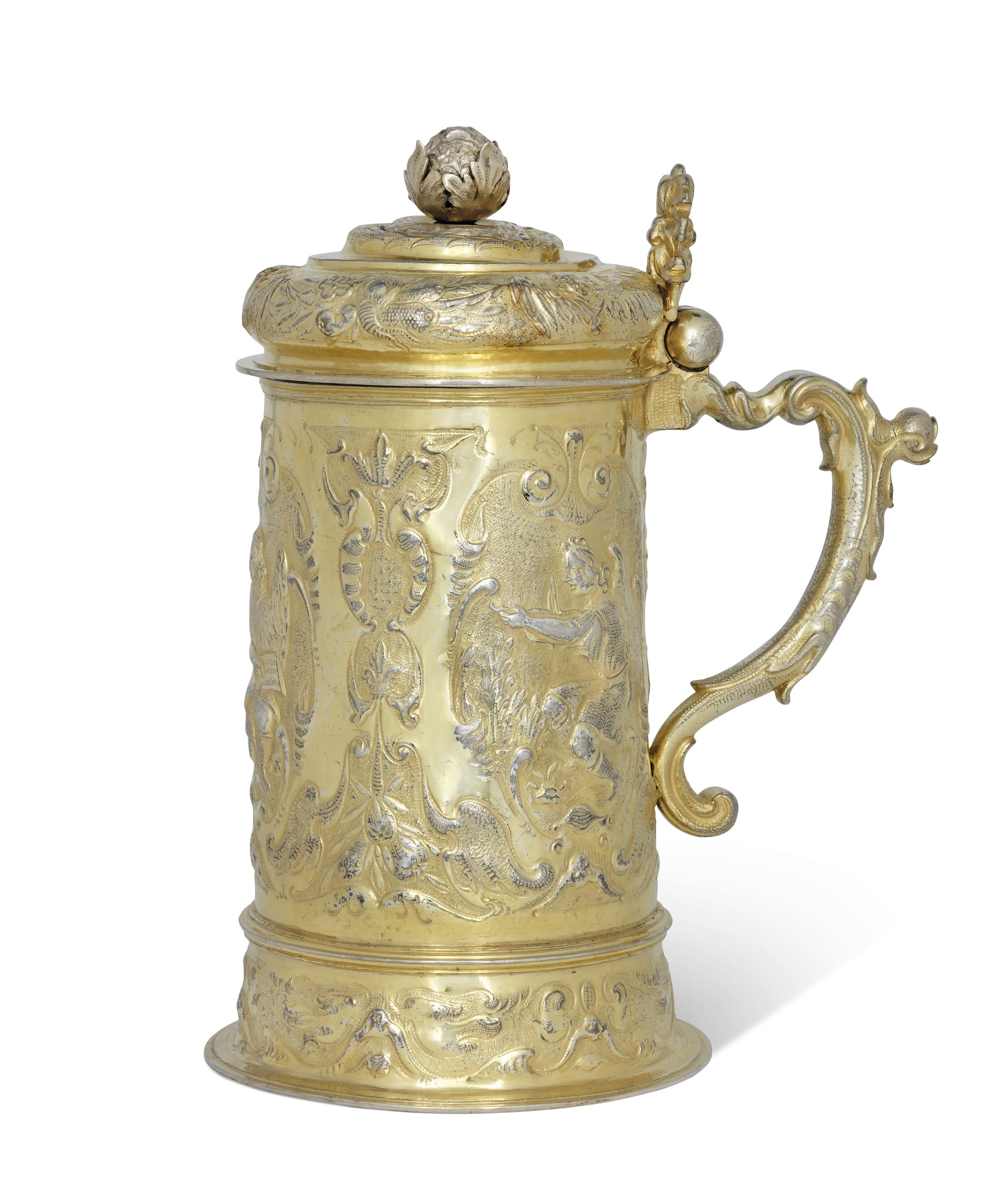 A GERMAN PARCEL-GILT SILVER CUP, MARK OF JERONYMUS GILG, AUGSBURG ...