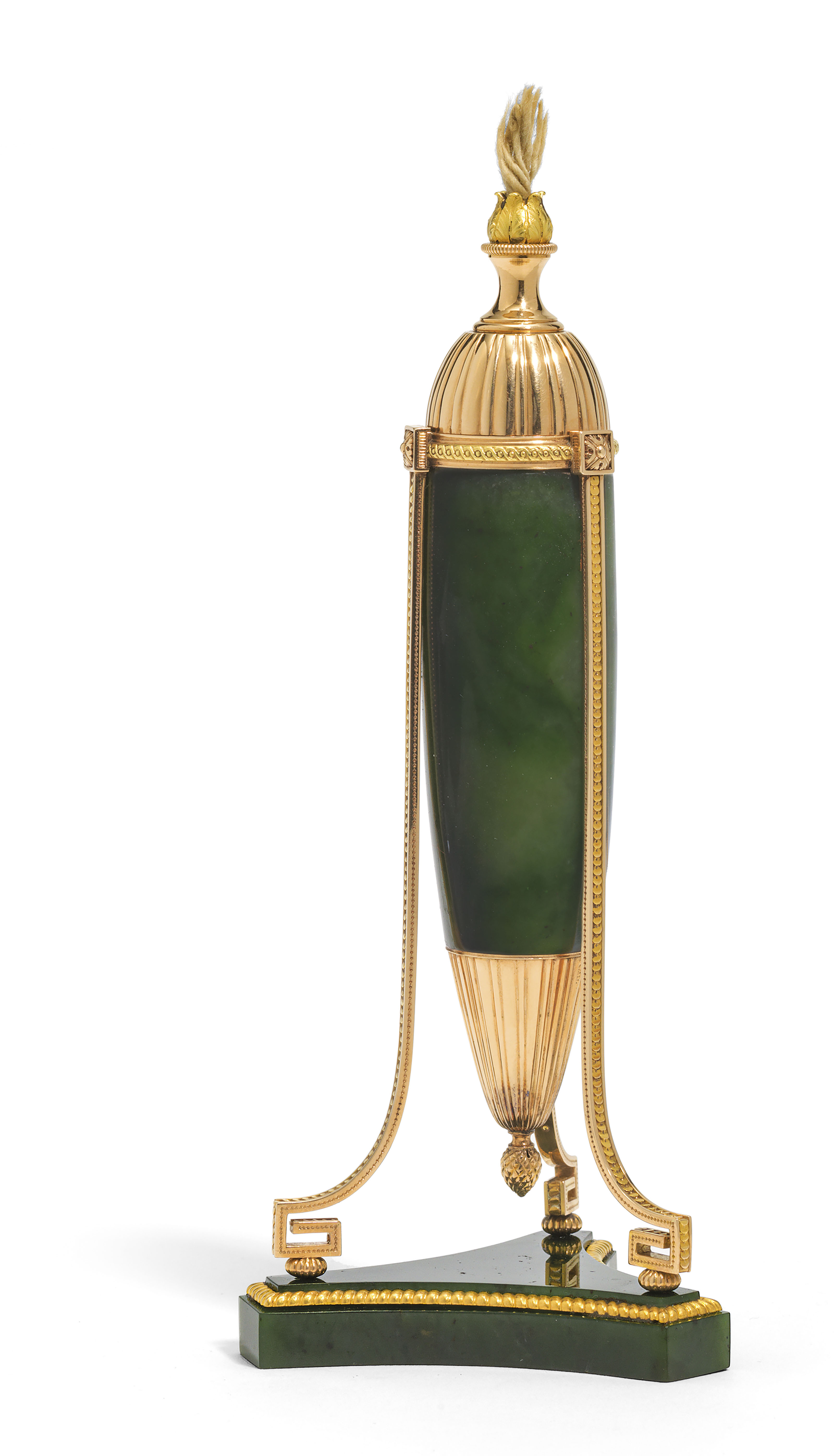 A GOLD-MOUNTED ENAMEL AND NEPHRITE PHOTOGRAPH FRAME, MARKED FABERGÉ ...