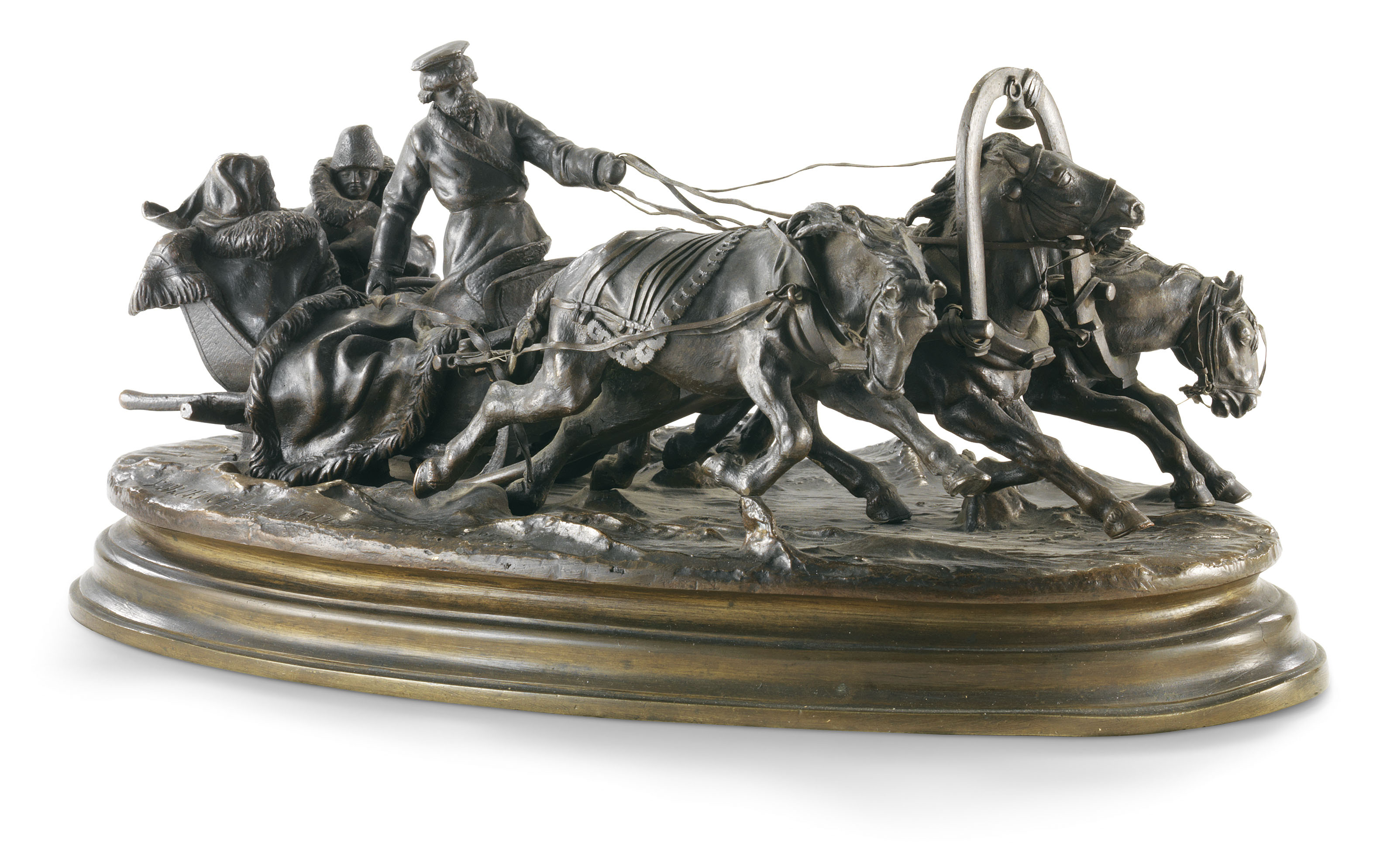 A BRONZE MODEL OF A TROIKA