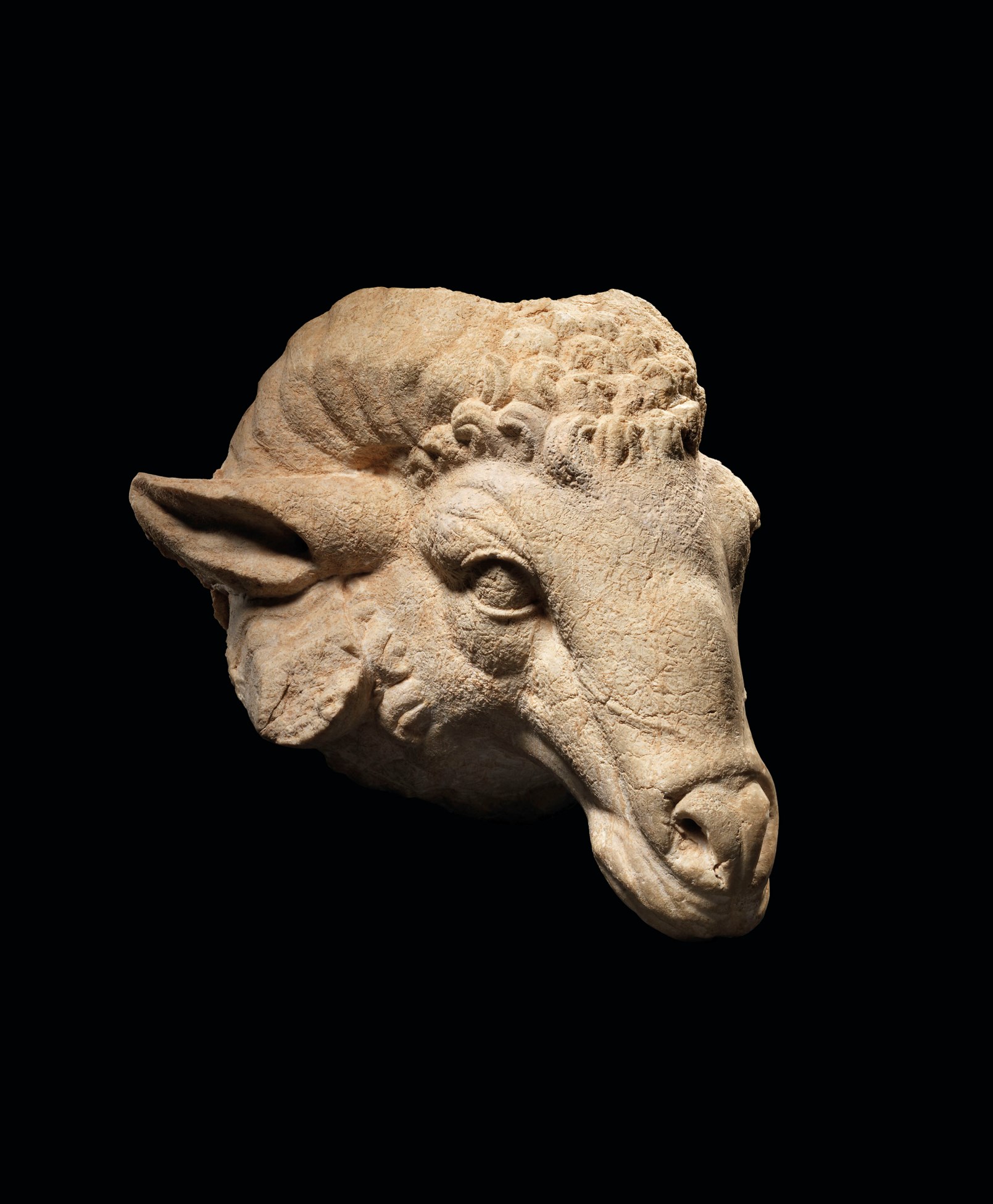 A ROMAN MARBLE HEAD OF A RAM, CIRCA 1ST CENTURY B.C.-1ST CENTURY A.D ...
