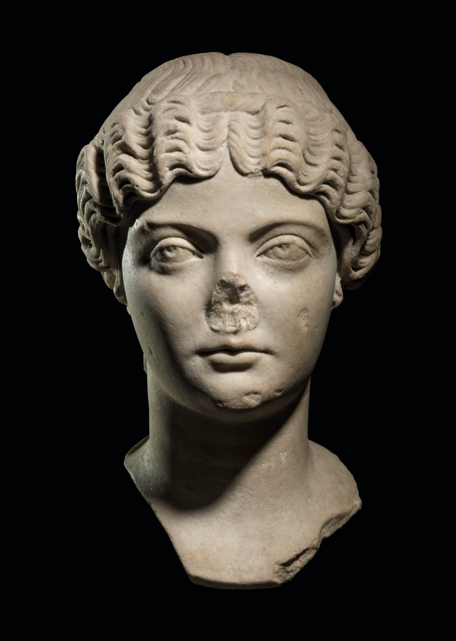 A ROMAN MARBLE PORTRAIT HEAD OF THE EMPRESS FAUSTINA MINOR, CIRCA 161 ...