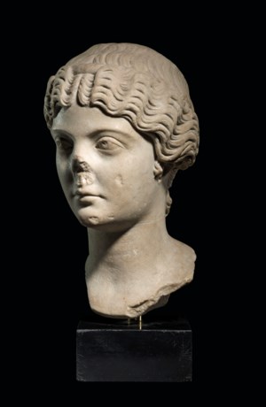 A ROMAN MARBLE PORTRAIT HEAD OF THE EMPRESS FAUSTINA MINOR, CIRCA 161 ...