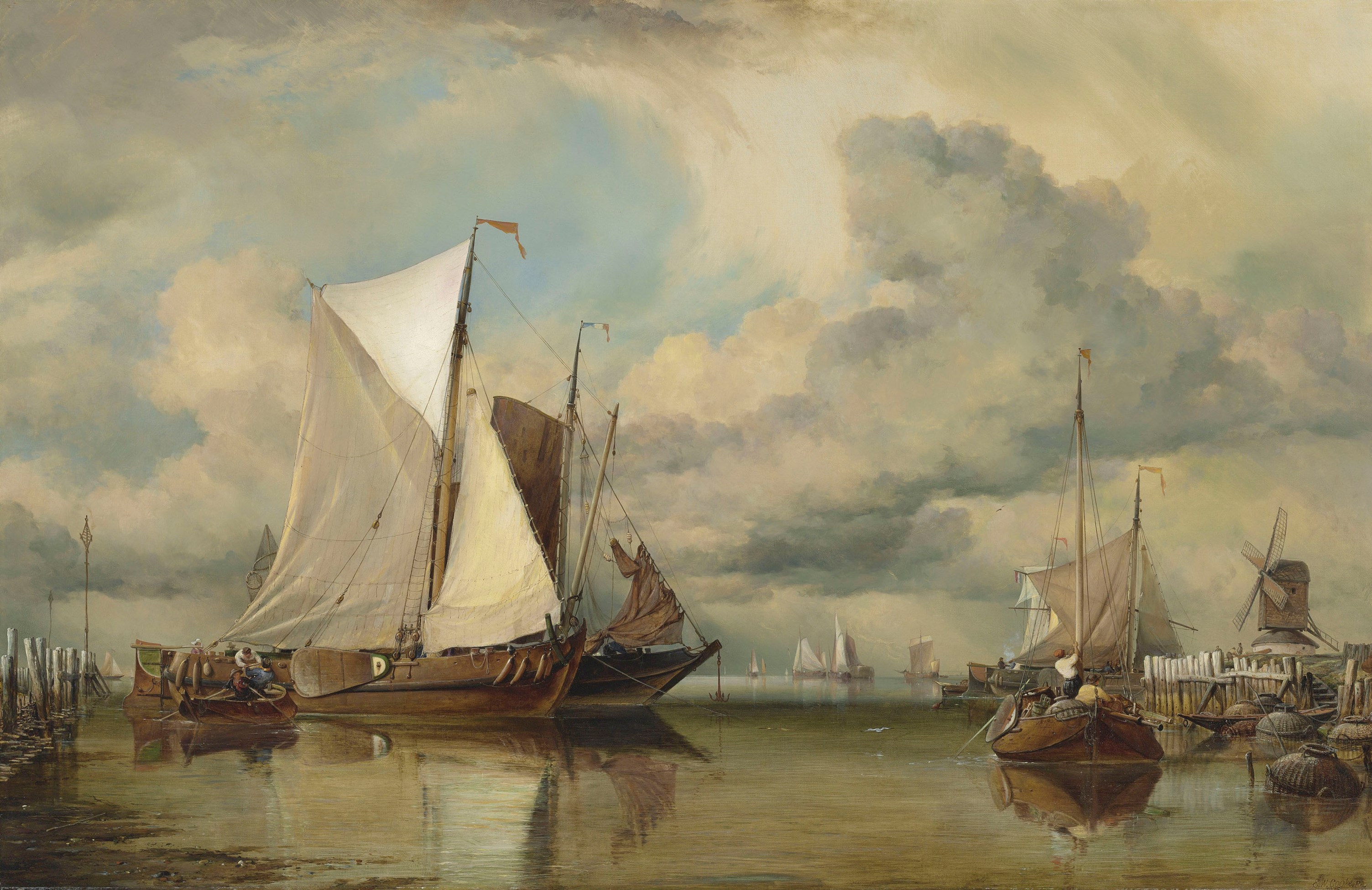 Edward William Cooke, R.A. (1811-1880), Calm on Zuider Zee: A Zuider ...