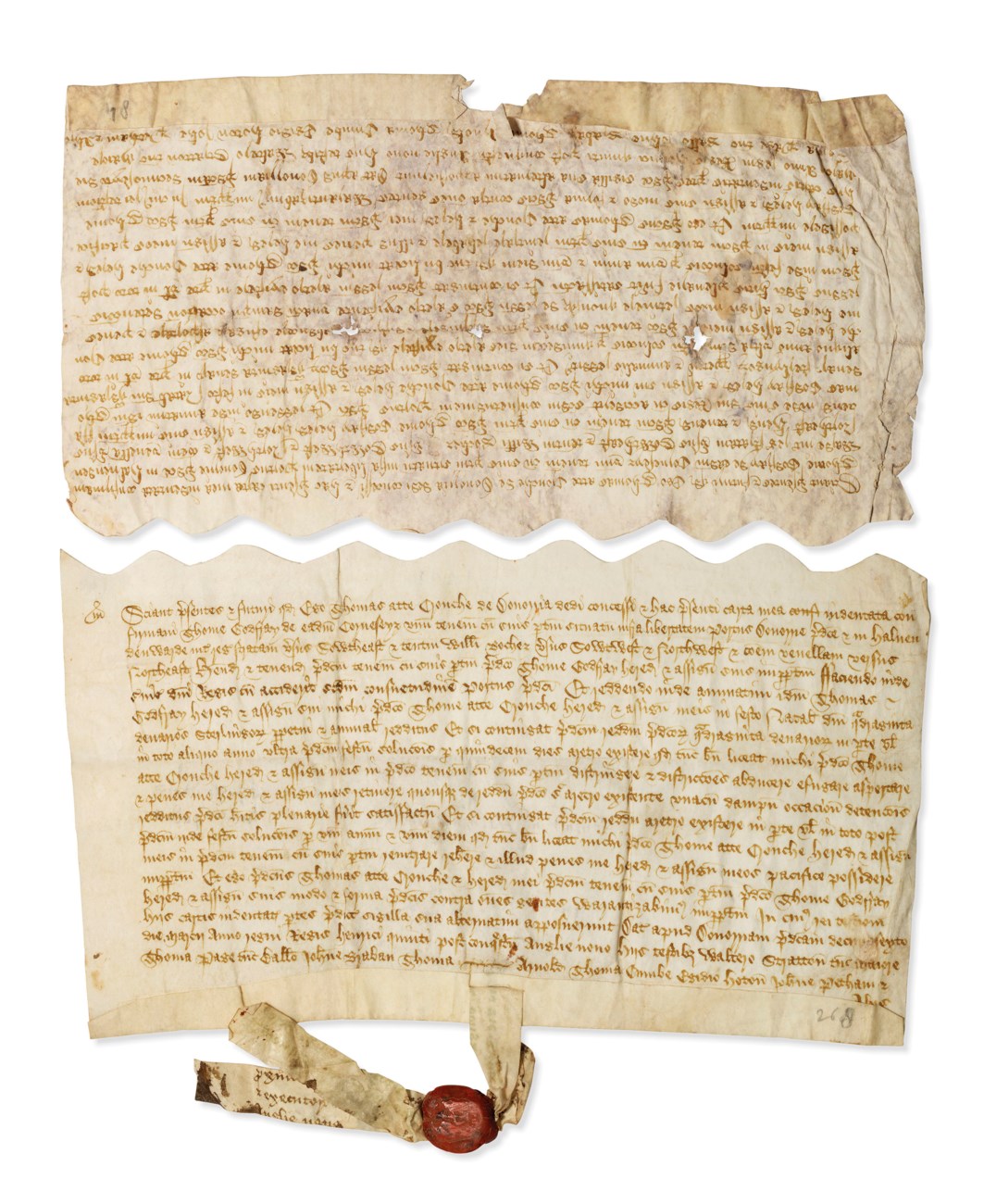 KENT – 15th century. Two documents on vellum, the matching original and ...