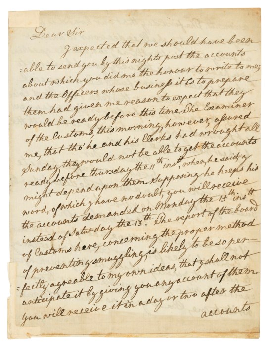 SMITH, Adam (1723-1790). Autograph letter signed ('Adam Smith') to ...