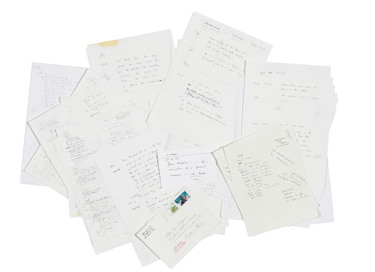 STOPPARD, Tom (b. 1937). Autograph manuscript rehearsal notes for the ...