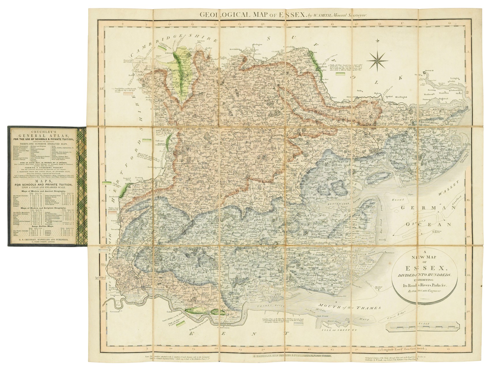 SMITH, William (1769-1839). Geological Map of Essex. London: G ...