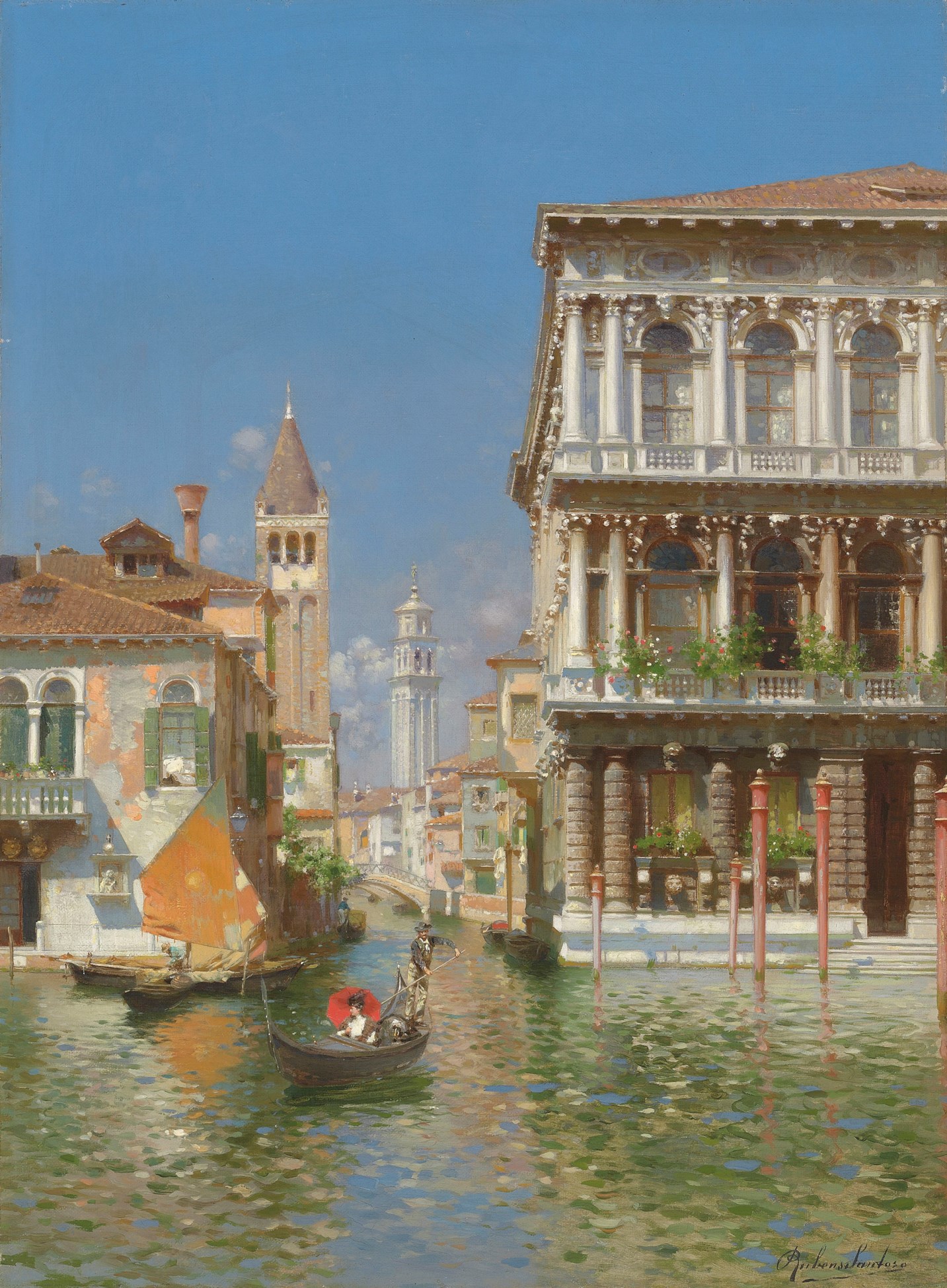 Rubens Santoro (Italian, 1859-1942), Gondola on the Grand Canal near Ca ...