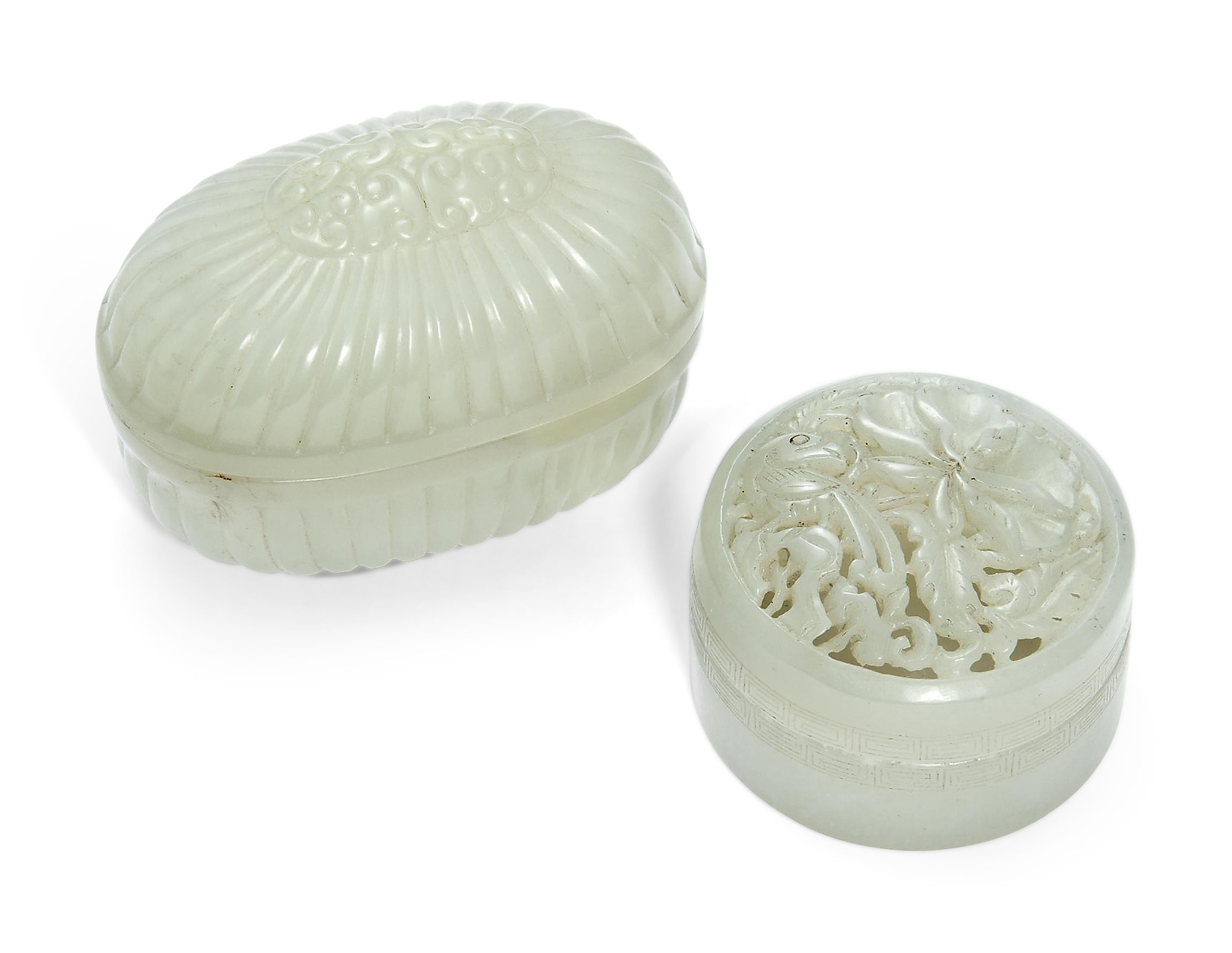 TWO SMALL WHITE JADE BOXES AND COVERS, 19TH CENTURY | Christie’s