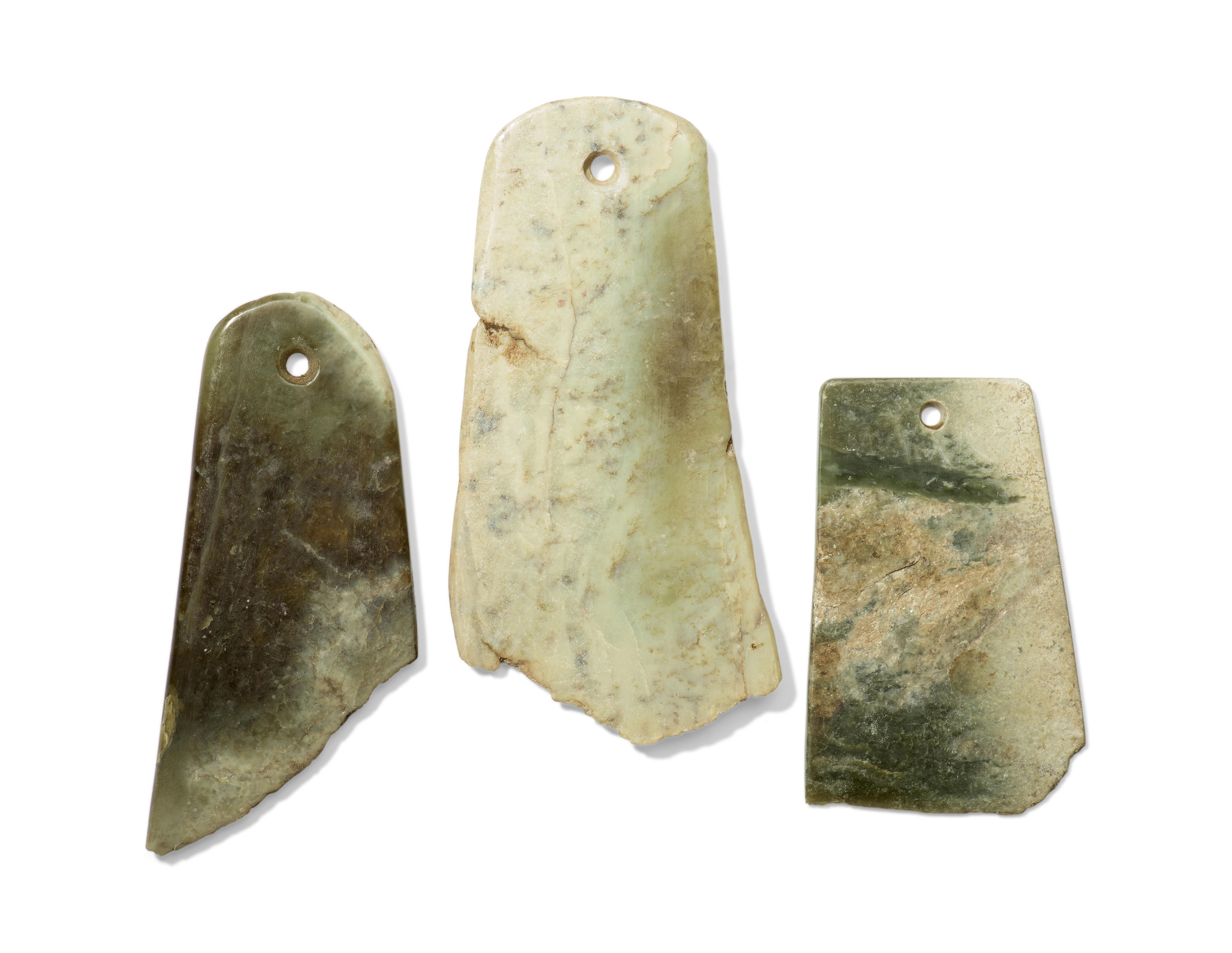 A GROUP OF THREE JADE AXE-HEADS, NEOLITHIC PERIOD (C. 6500-1700 BC ...