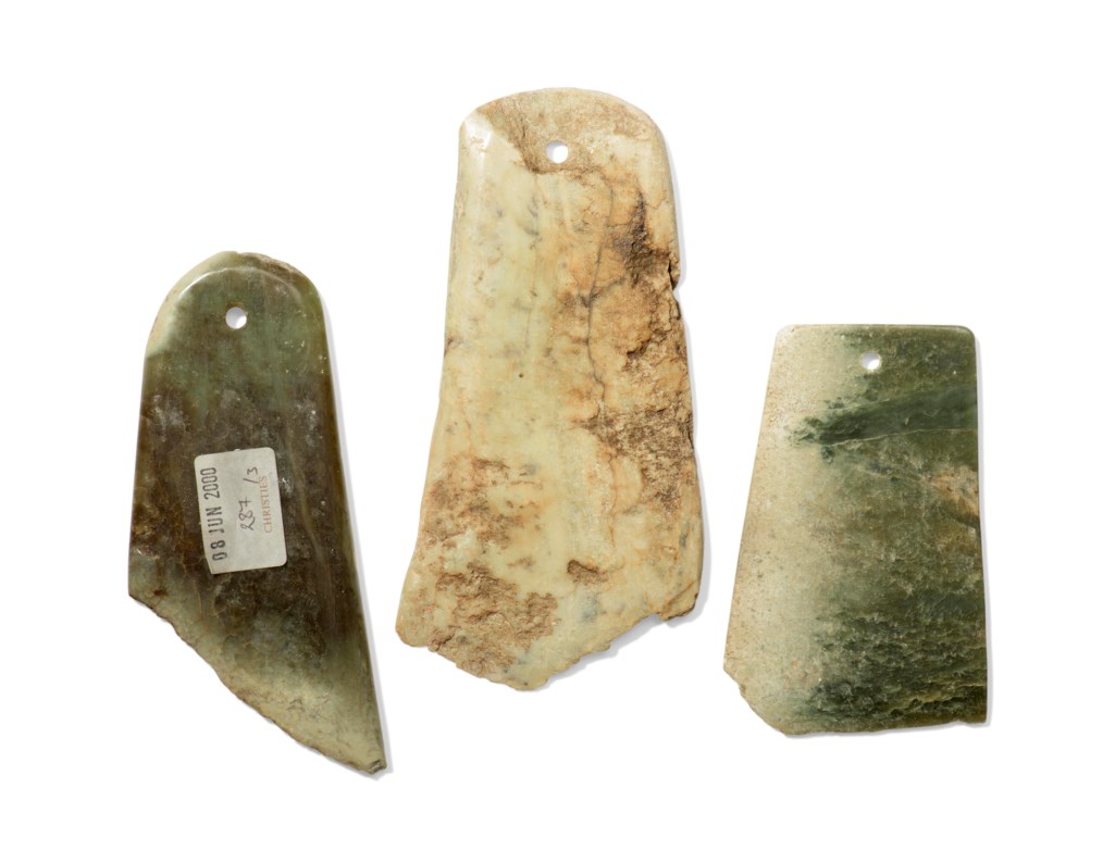 A GROUP OF THREE JADE AXE-HEADS, NEOLITHIC PERIOD (C. 6500-1700 BC ...