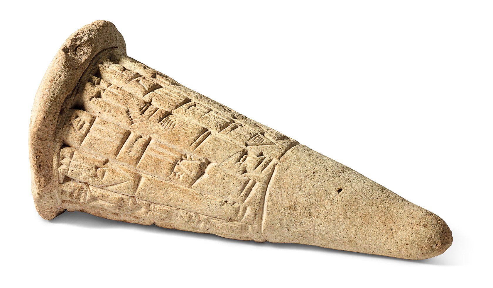 A SUMERIAN TERRACOTTA CUNEIFORM FOUNDATION CONE, SECOND DYNASTY OF ...