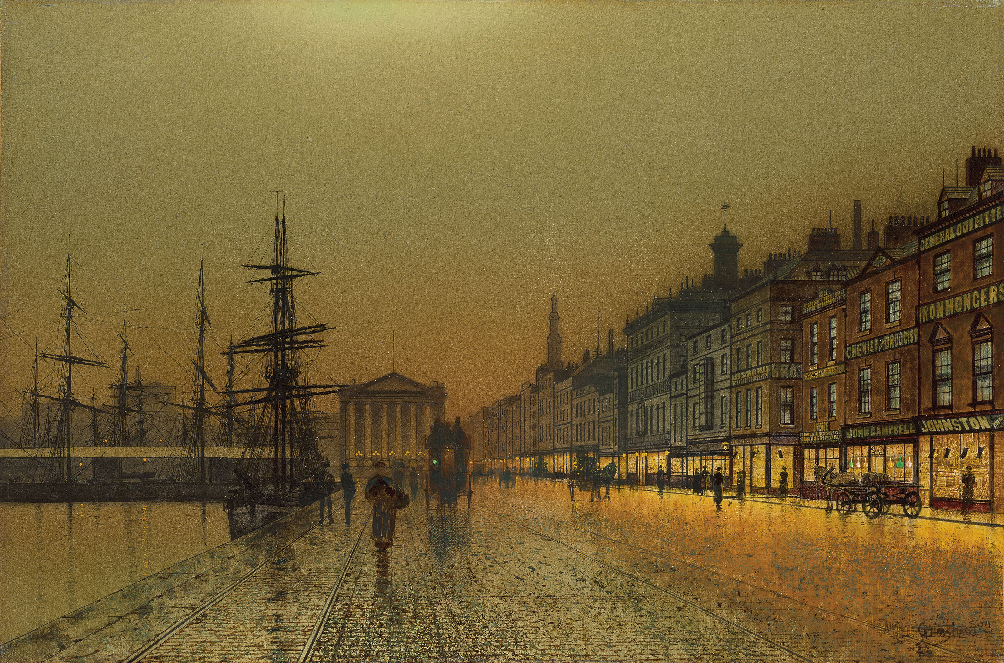 John Atkinson Grimshaw (1836-1893) , Greenock Harbour at night | Christie's