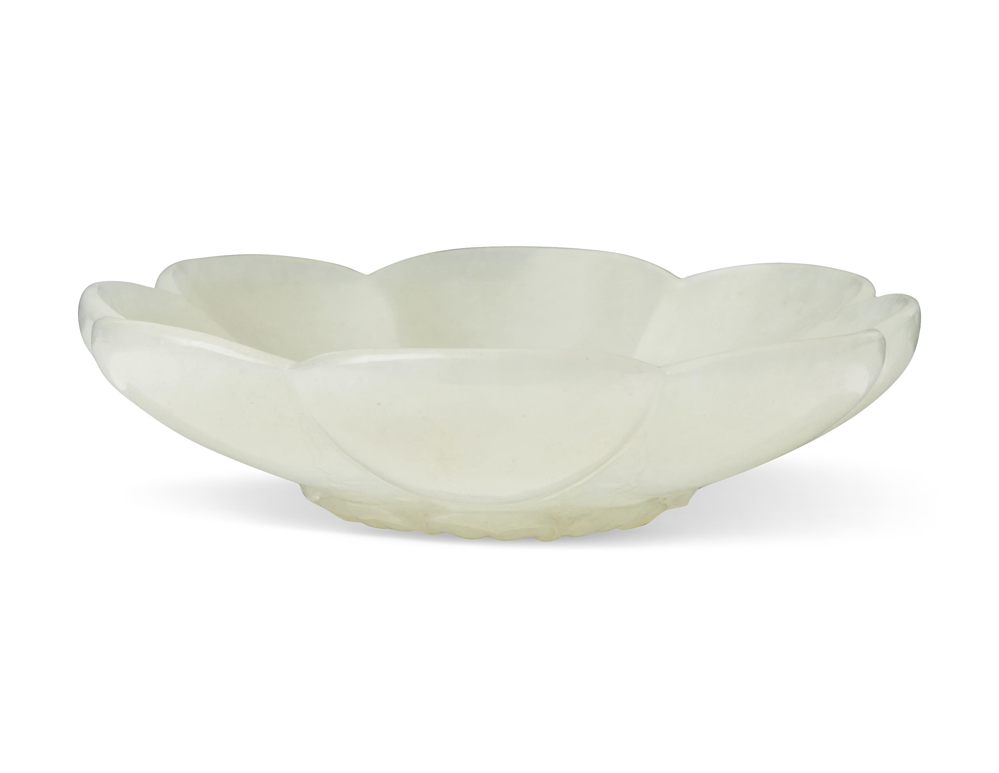 A WHITE JADE MUGHAL-STYLE FLORIFORM SHALLOW WASHER, 18TH-19TH CENTURY ...