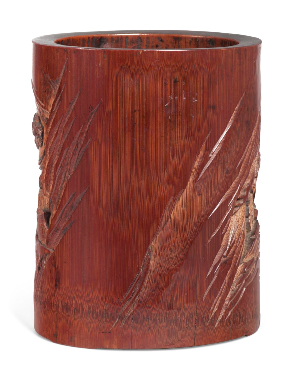 A CARVED AND RETICULATED BAMBOO BRUSH POT, BITONG, 18TH CENTURY ...