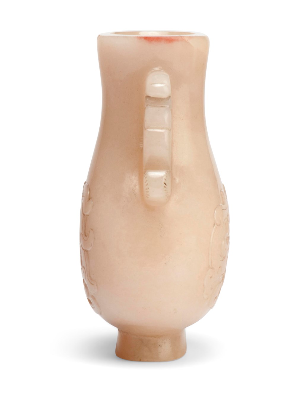 A MINIATURE WHITE JADE FLATTENED PEAR-SHAPED VASE, 18TH CENTURY ...