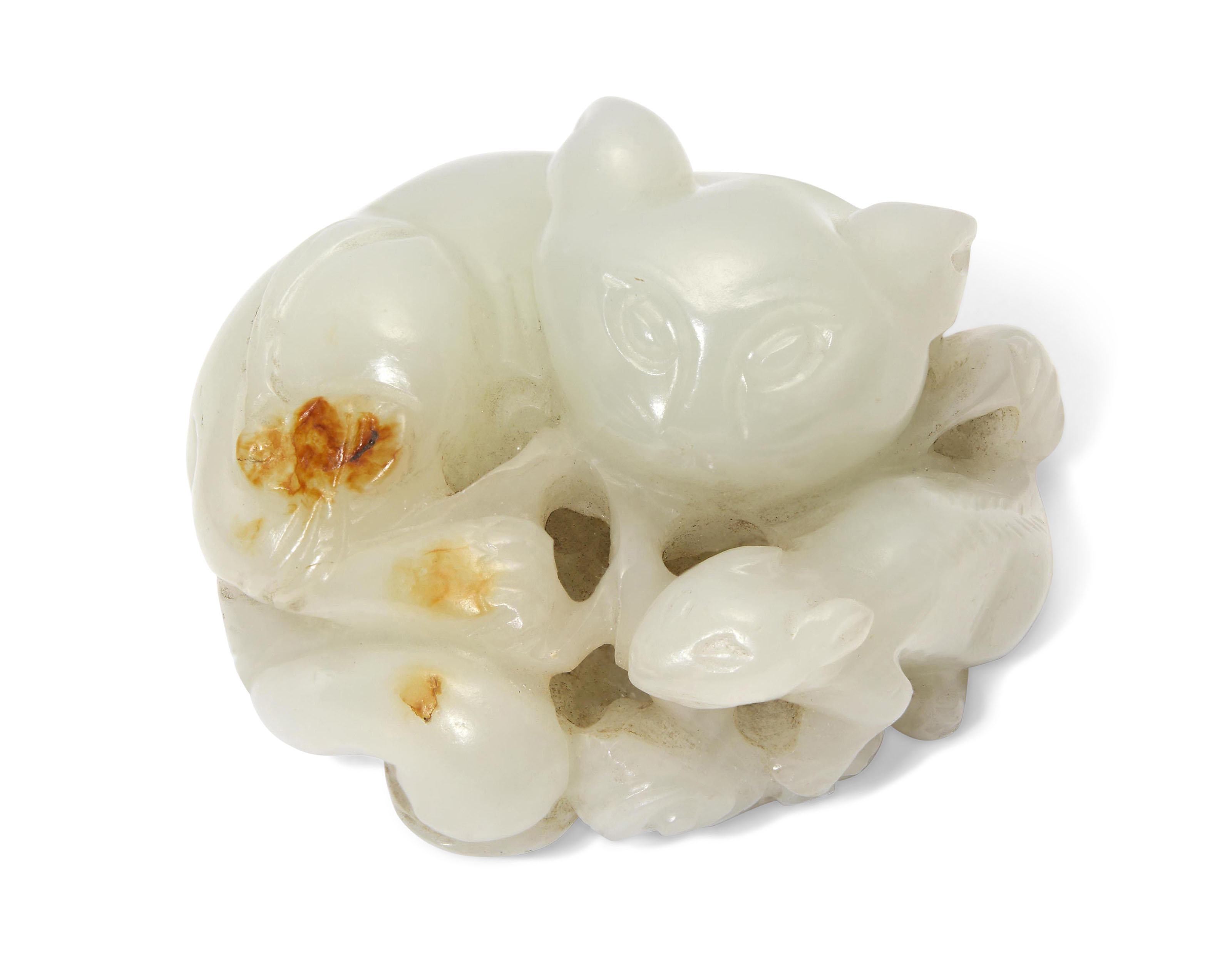 A SMALL WHITE JADE 'CAT' GROUP, 19TH CENTURY | Christie’s