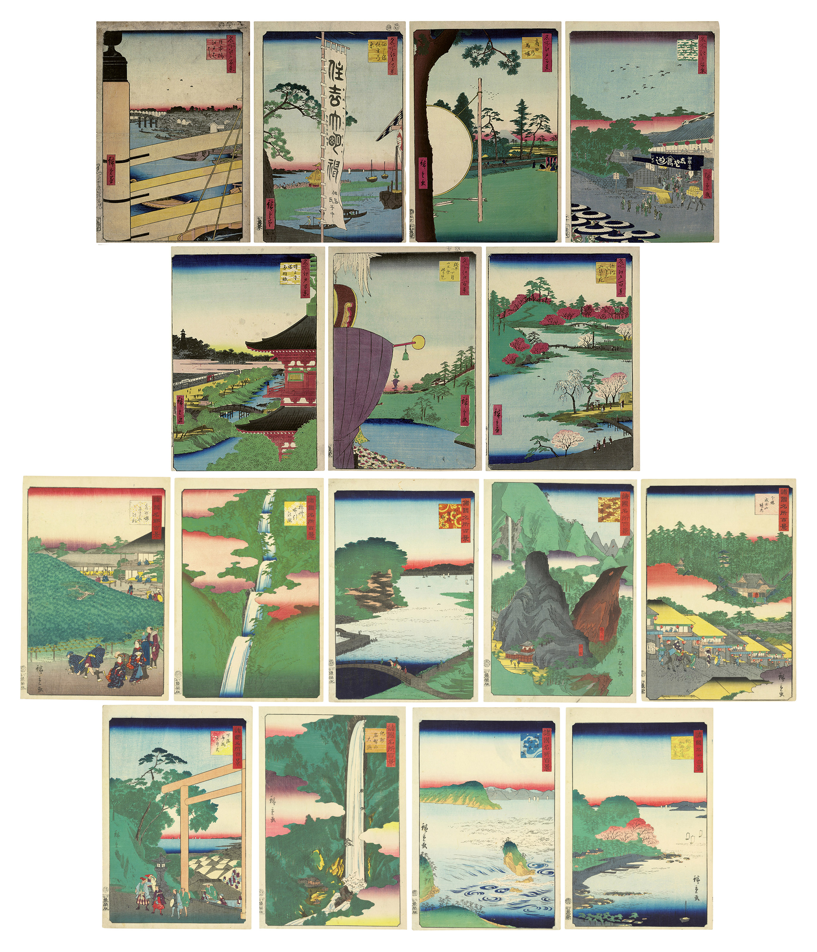 UTAGAWA HIROSHIGE (1797-1858)UTAGAWA HIROSHIGE II (1862-1869), Sixteen ...
