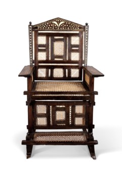 A SWAHILI BONE-INLAID HIGH BACKED CHAIR (KITI CHA ENZI), EAST AFRICA ...