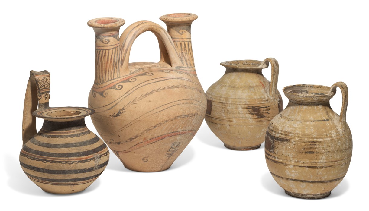 FOUR DAUNIAN POTTERY VESSELS, CIRCA 6TH-4TH CENTURY B.C. | Christie's