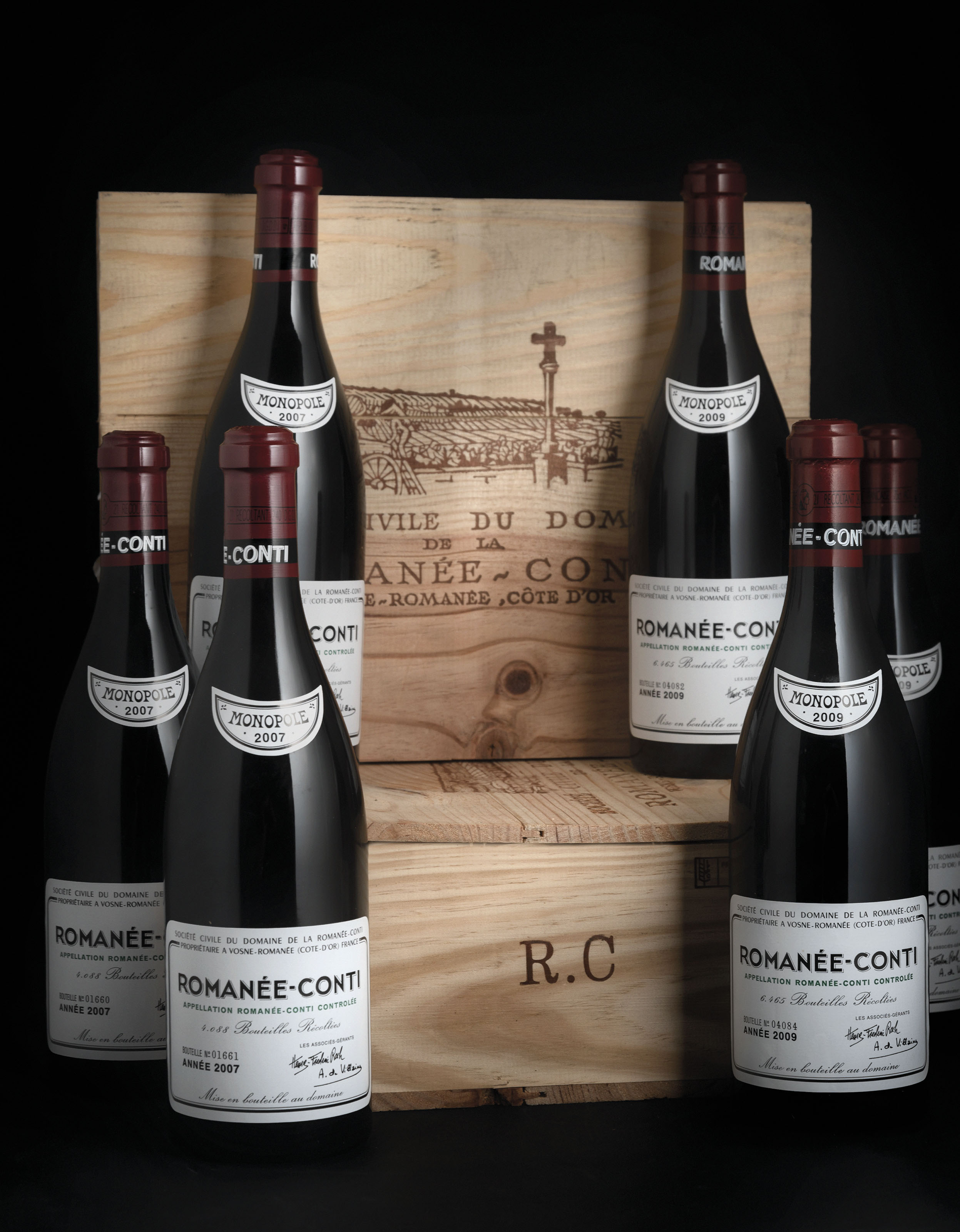 Domaine de la Romanée-Conti, Romanée-Conti 2007 , 6 bottles per lot ...