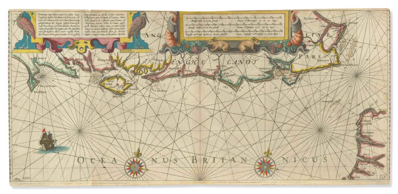 BLAEU, Willem Janszoon (1588-1664). Vertooninge naar 't leven vande Zeecusten van Engelant ...