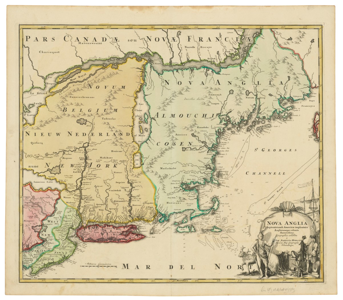 HOMANN, Johann Baptist (1644-1724). Nova Anglia Septentrionali Americae ...