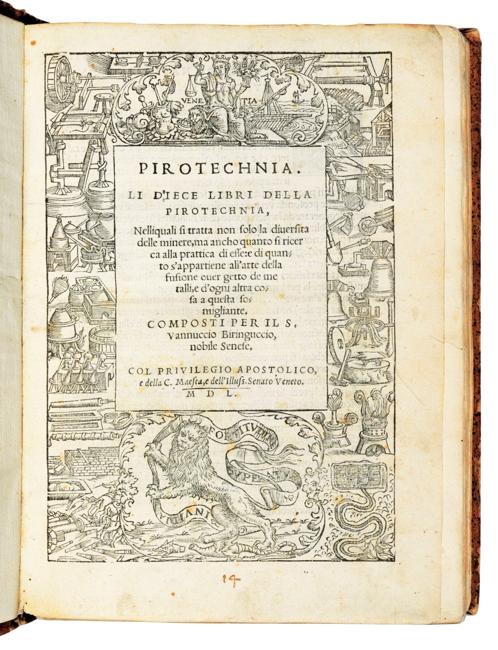BIRINGUCCIO, Vannoccio (1480-1539?). Pirotechnia. Venice: Giouan ...