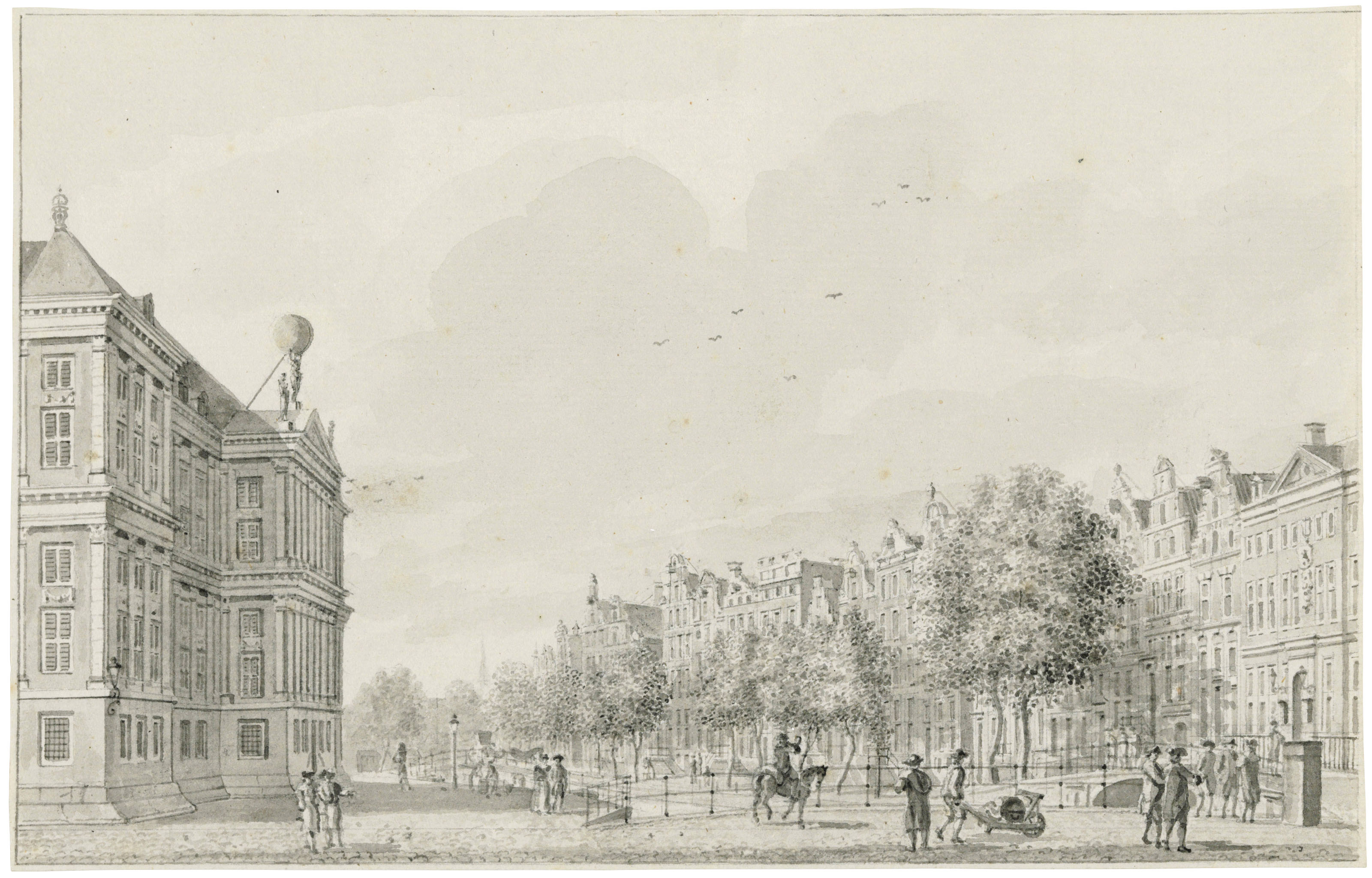 Johannes Schouten (Asmterdam 1716-1792), Figures on the Nieuwezijds ...