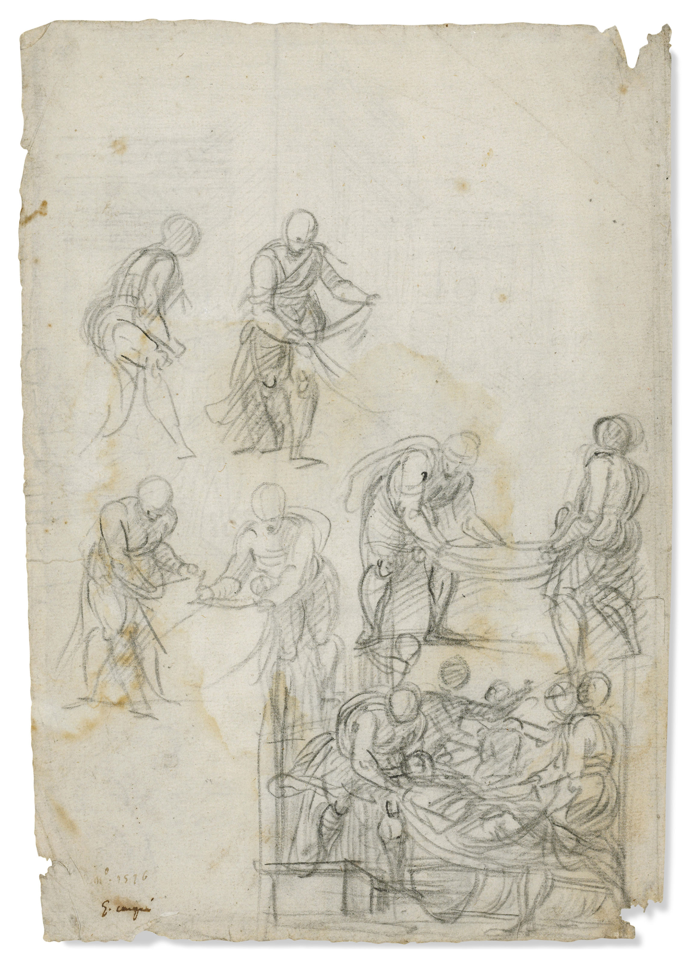 Giulio Campi (Cremona 1502-1573), Studies for an Entombment (recto and ...