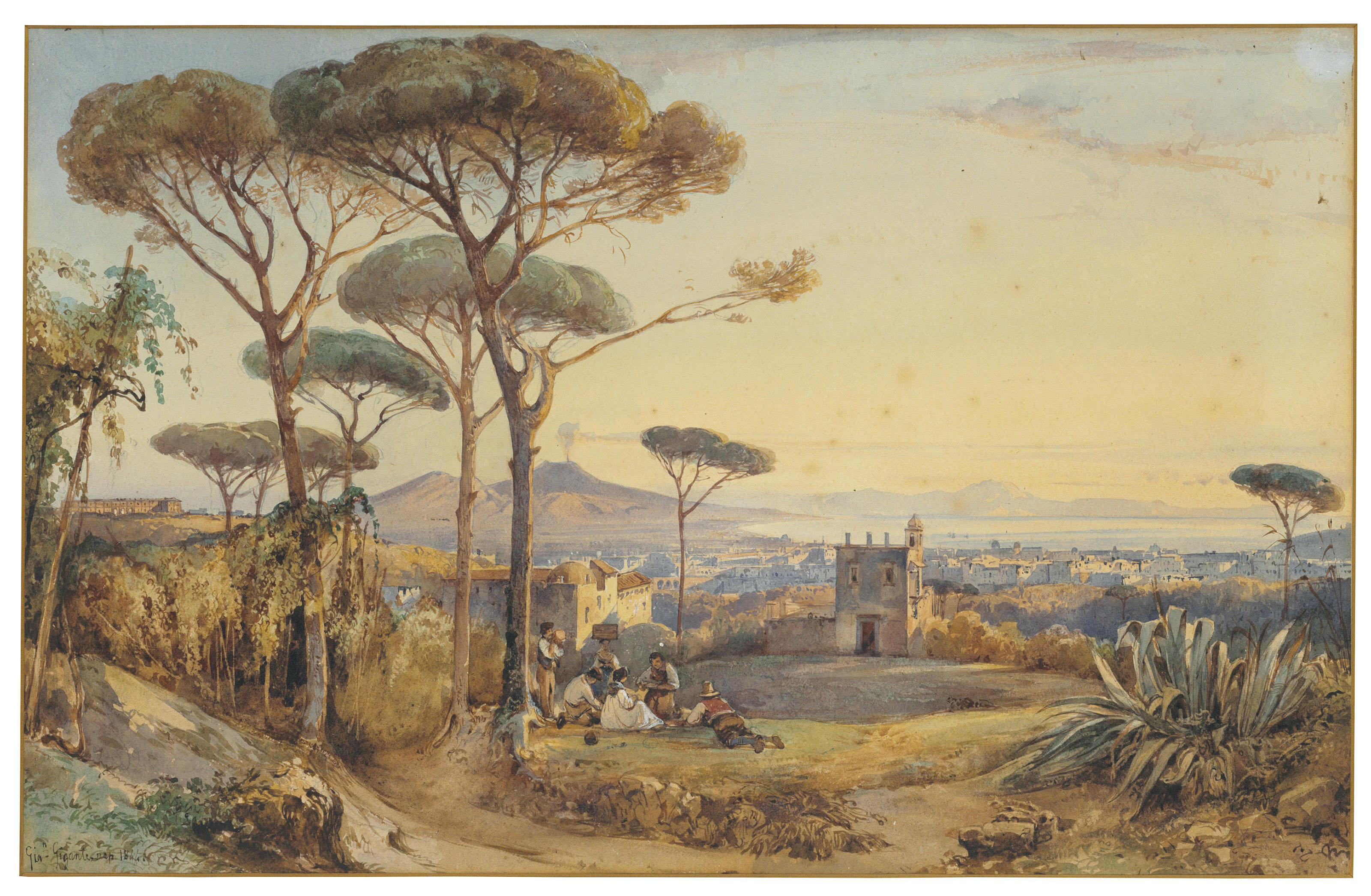 Giacinto Gigante (Naples 1806-1876), A view of the bay of Naples, with ...