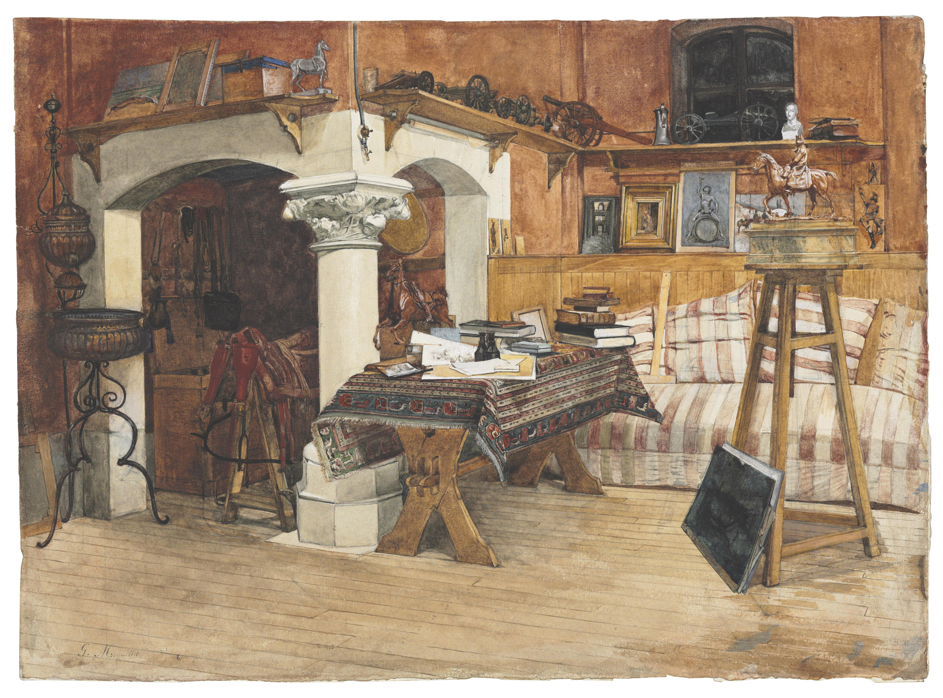 Gustave Méquillet (1860-1955), A view of Jean-Louis-Ernest Meissonier's ...