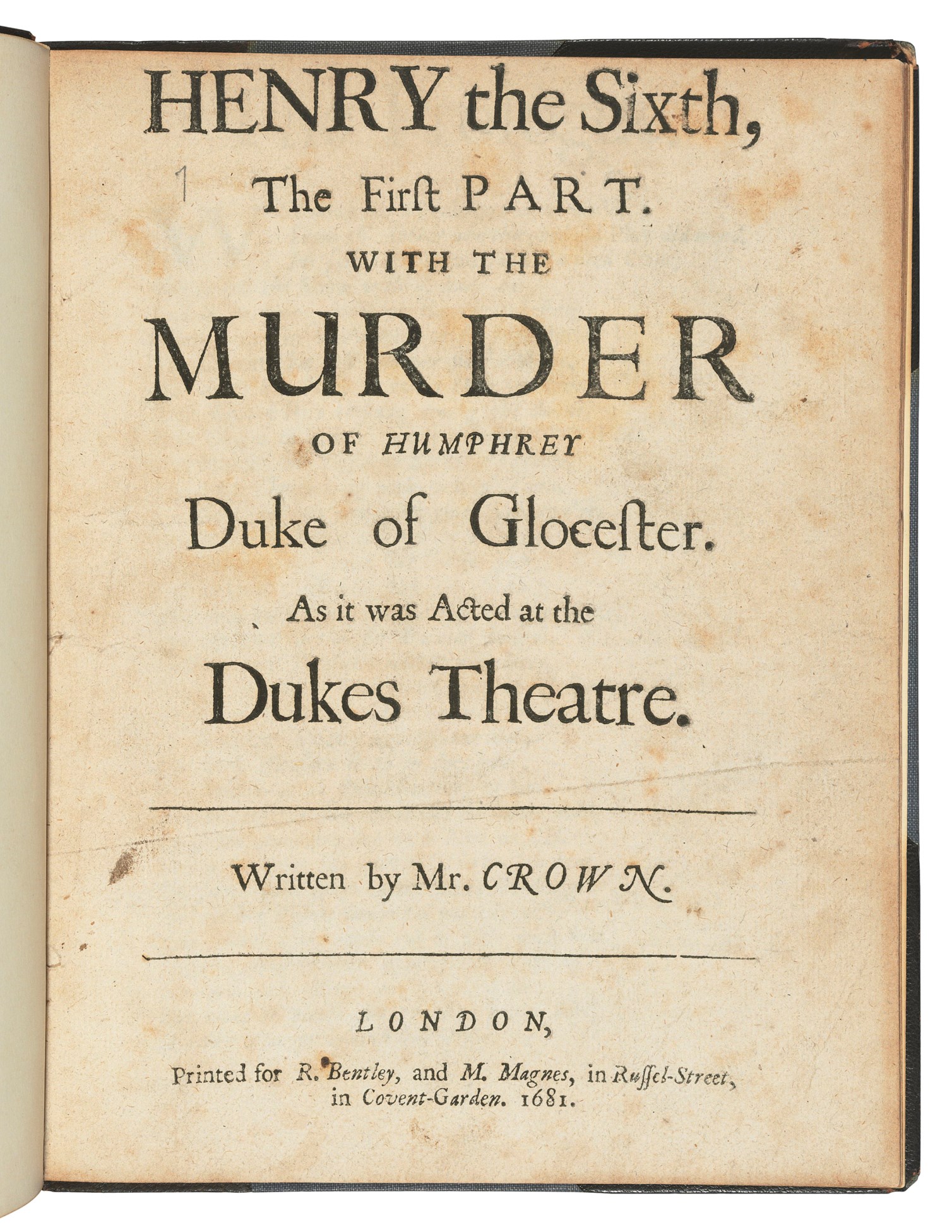 [SHAKESPEARE, William (1564-1616)] – CROWN[E], John (1641-1712). Henry ...