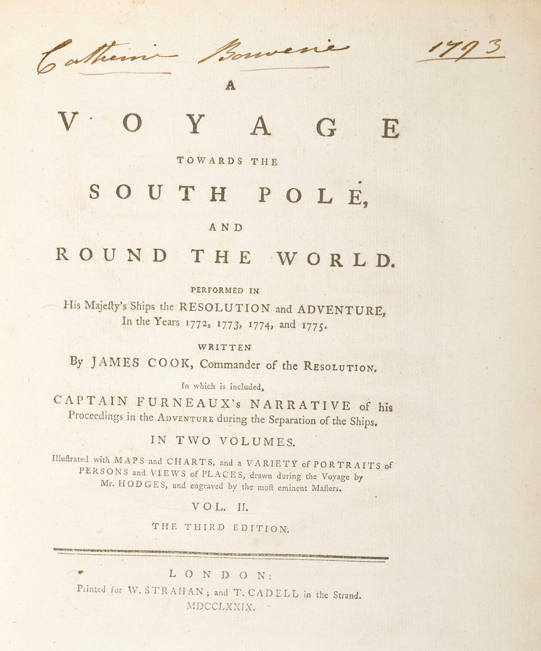 COOK, Captain James (1728-1779). A Voyage Towards the South Pole, and ...