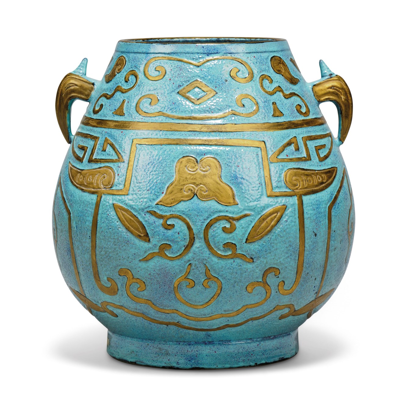 A LARGE CHINESE ROBIN'S EGG GLAZED VASE, HU , CIRCA 1900 | Christie's