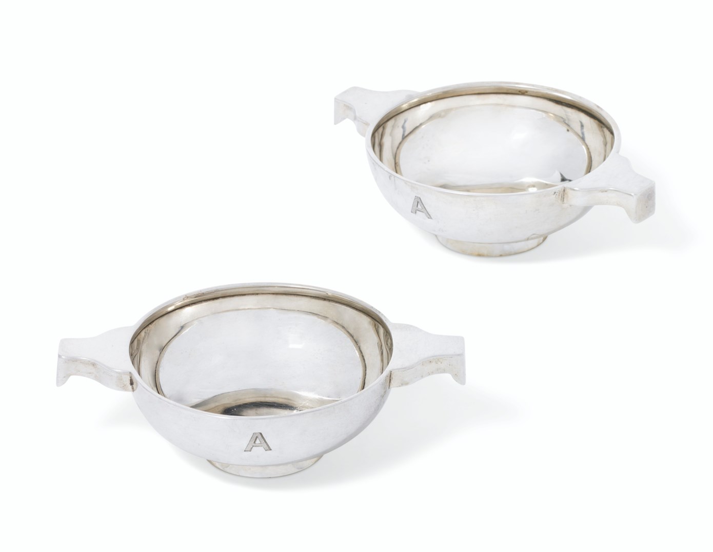 A PAIR OF GEORGE V SILVER QUAICHES, MARK OF A. WILCOX, BIRMINGHAM, 1933 ...