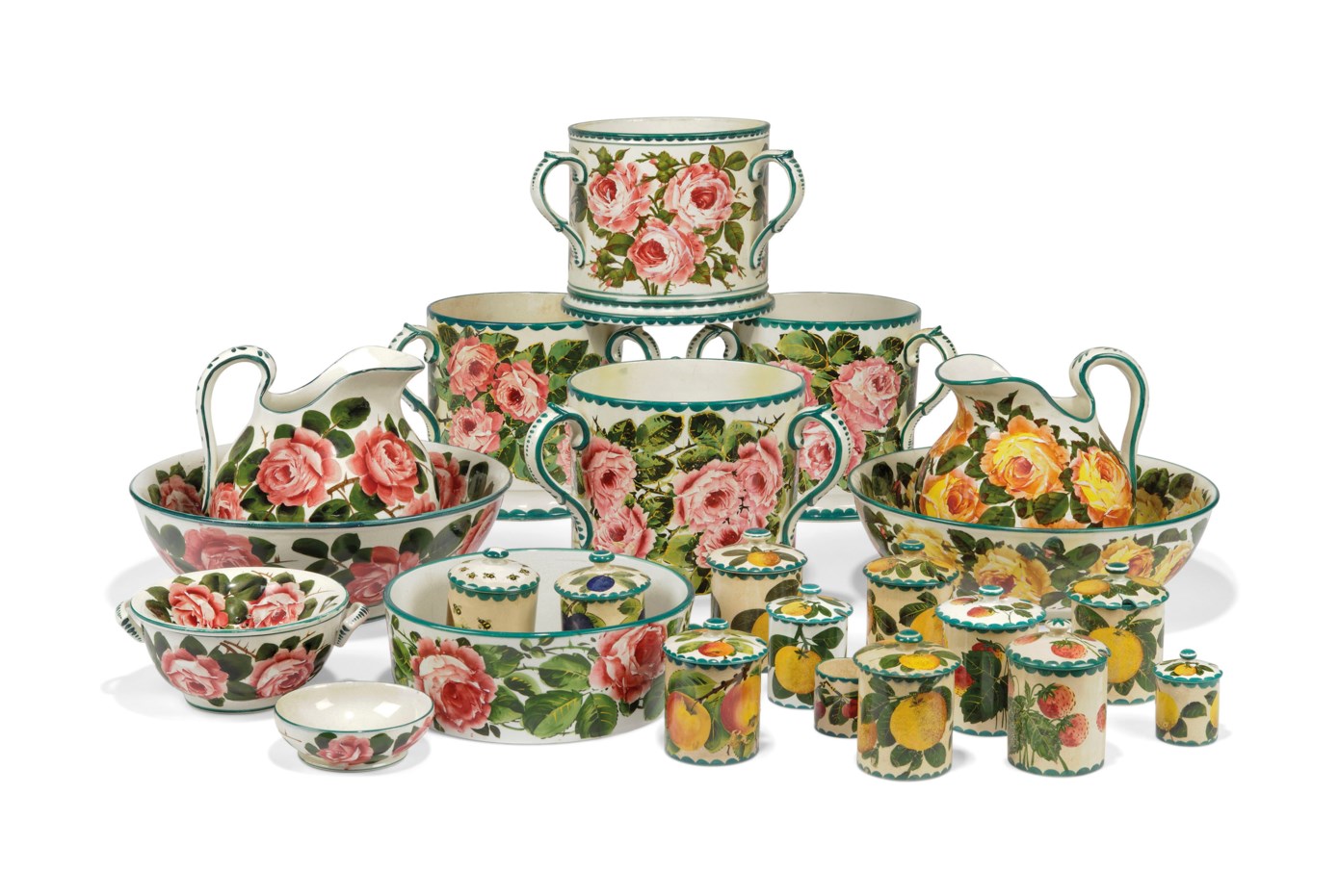 FOUR LARGE WEMYSSWARE TYGS, LATE 19TH AND EARLY 20TH CENTURY, PAINTED ...