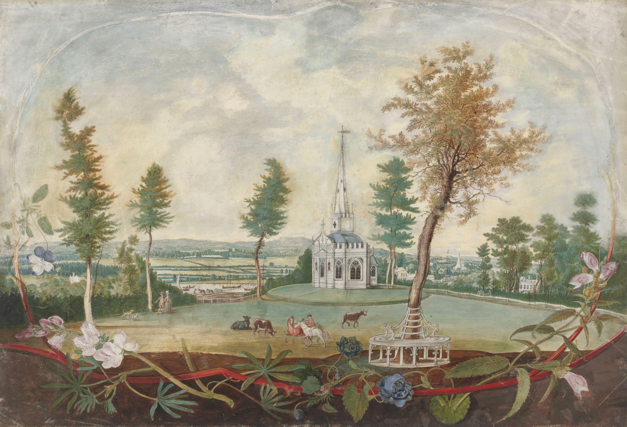 Thomas Robins, the elder (1716-1770), A gothick chapel in an extensive ...