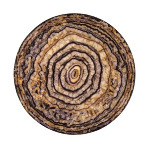 A CIRCULAR BLUE JOHN TABLE TOP, SECOND HALF 20TH CENTURY, THE BASE BY ...